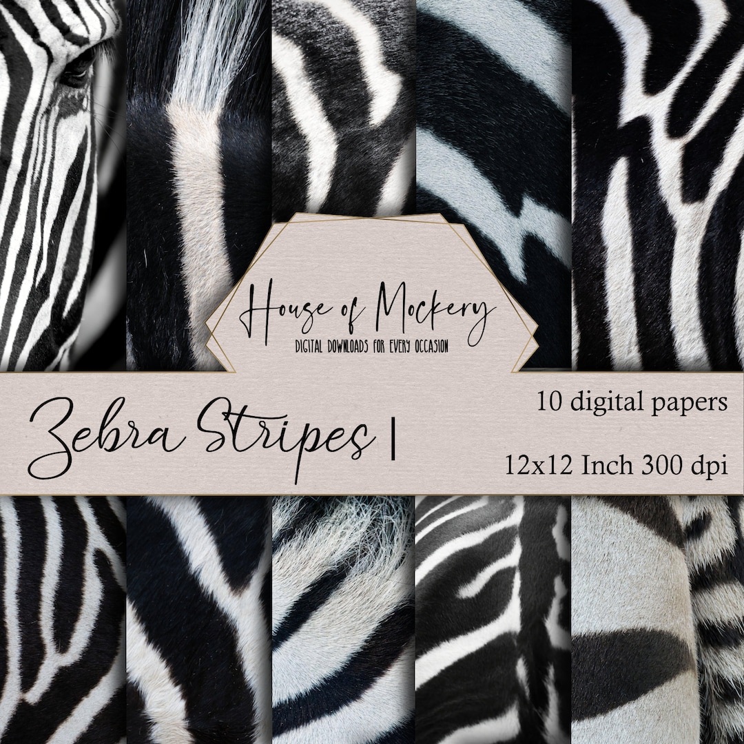 Zebra Stripes Digital Scrapbook Paper Kit 12x12 Inch, Digital INSTANT ...