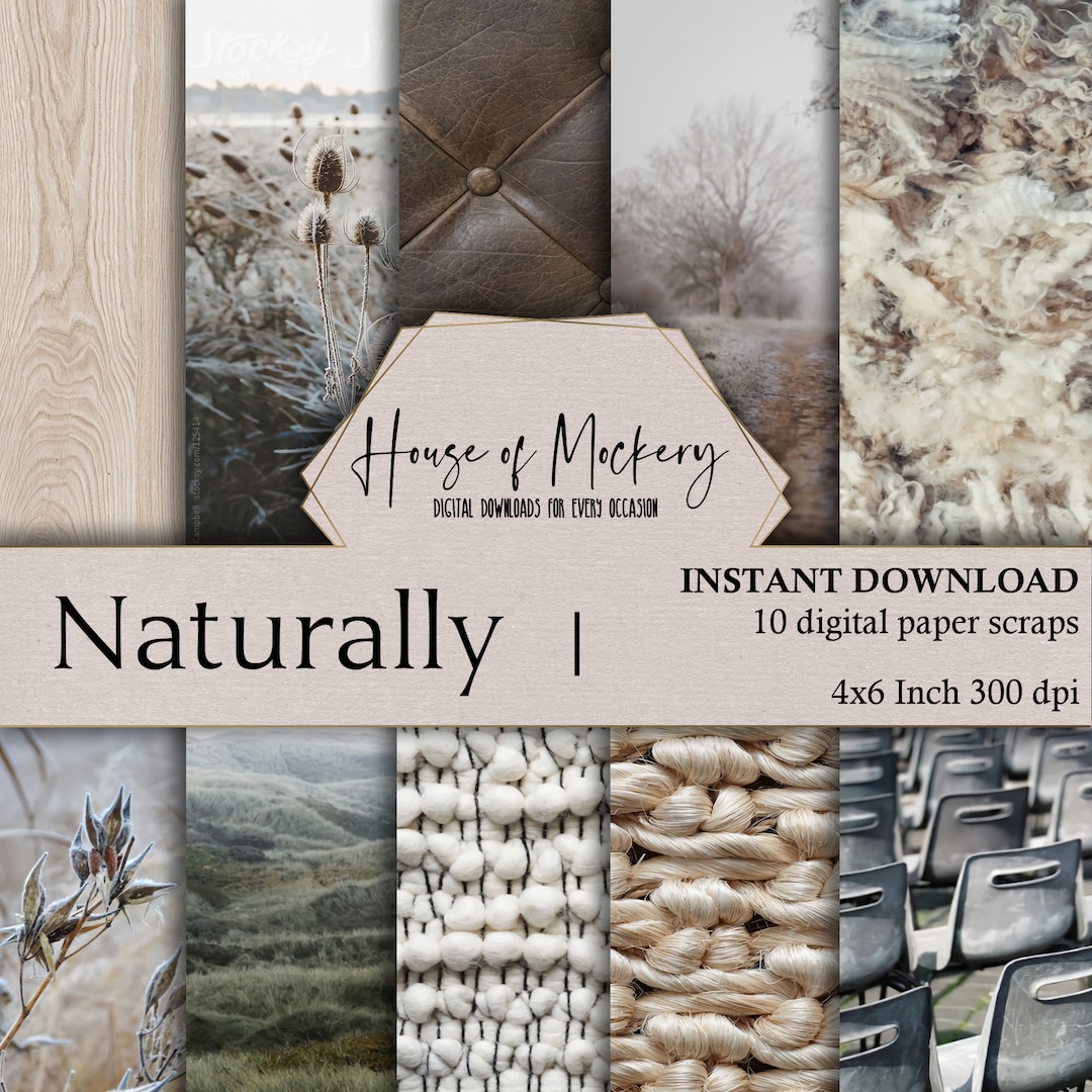 Naturally Paper Background Kit /collage SCRAPS Kit 4x6 Inch, 10 Digital ...