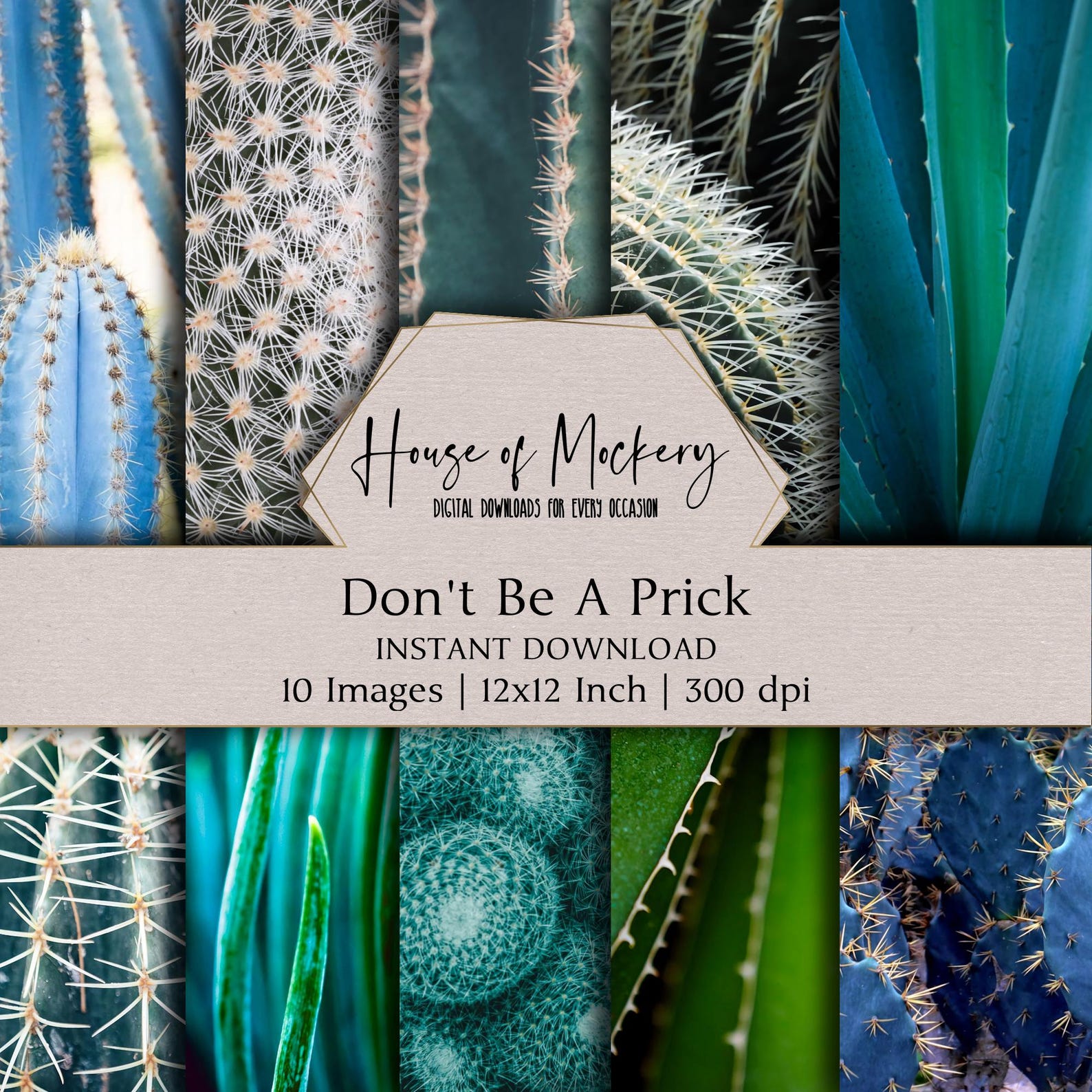 Don't Be A Prick Cactus Digital Paper Kit 12x12 Inch, 10 Digital ...