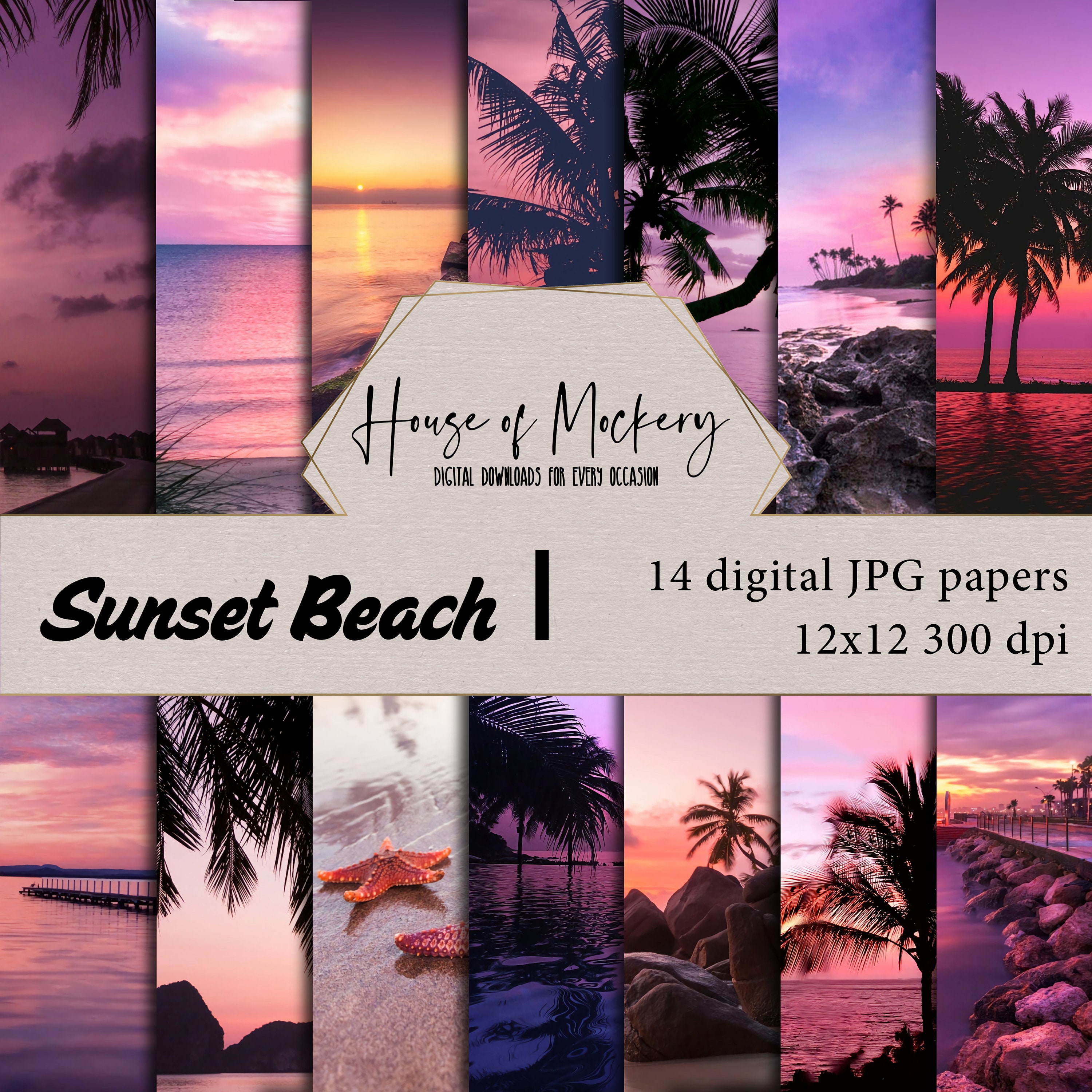 Sunset Beach Digital Scrapbook Paper Kit/12x12 14 Digital - Etsy
