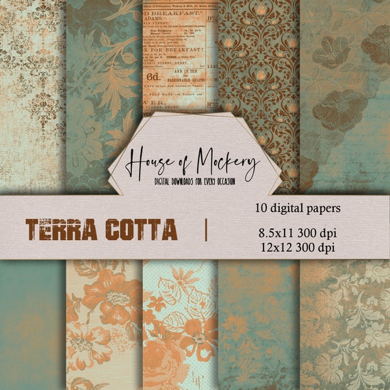 Terra Cotta Digital Scrapbook Paper Kit 8.5x11 and 12x12 10 - Etsy