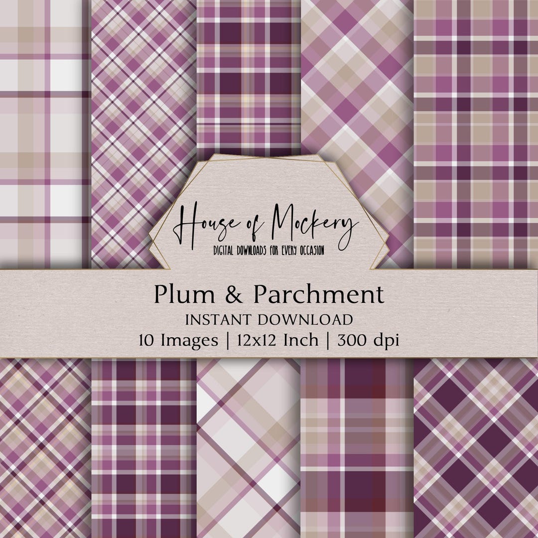 Plum and Parchment Digital Paper Kit 12x12 Inch, 10 Digital INSTANT ...
