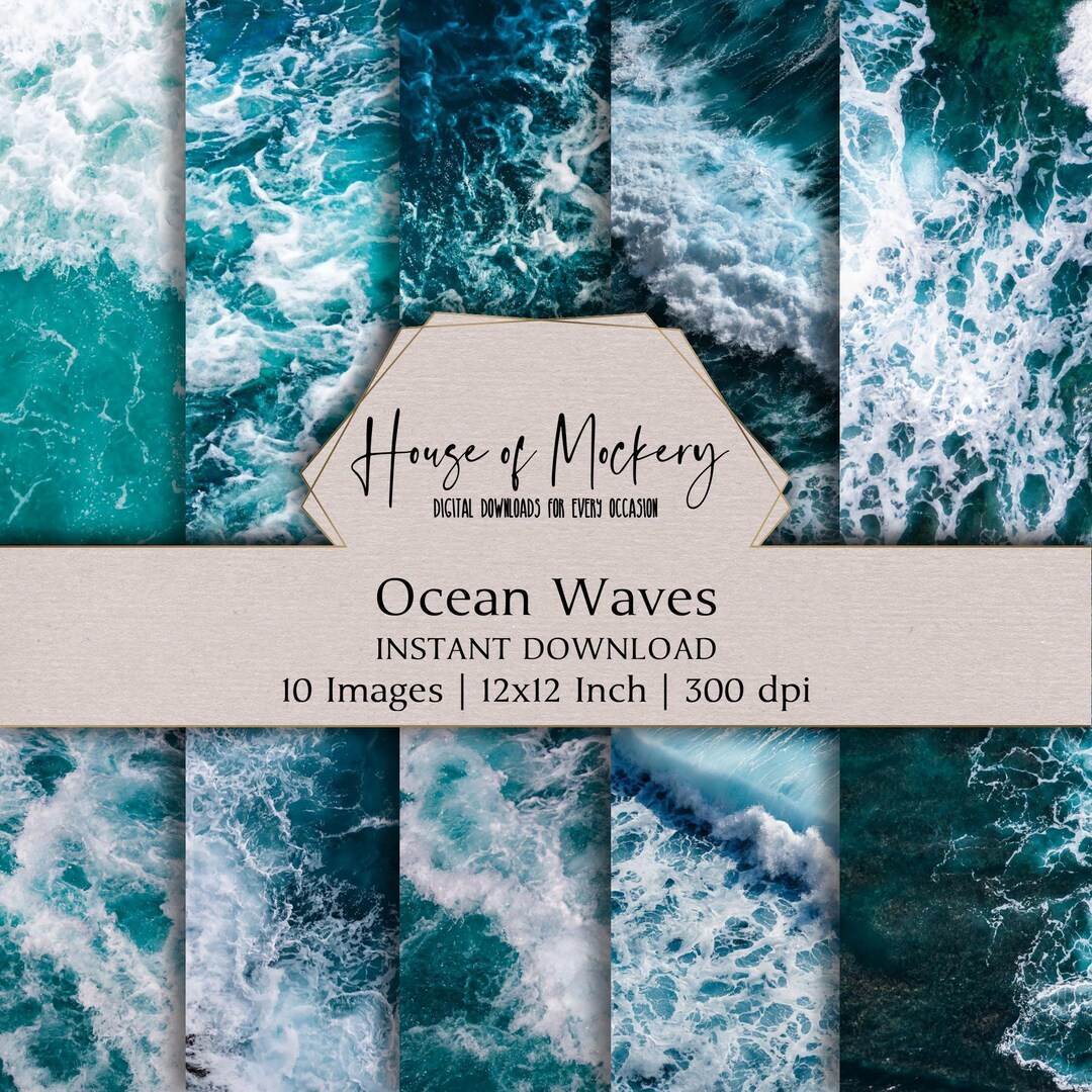 Ocean Waves Digital Paper Kit 12x12 Inch, 10 Digital INSTANT DOWNLOAD ...