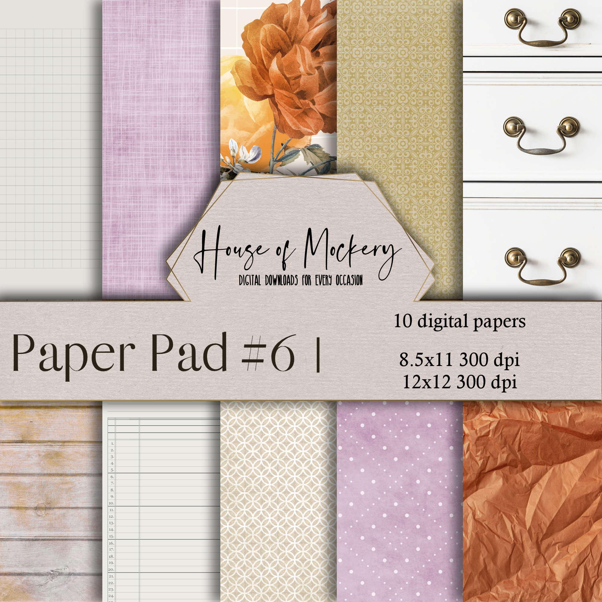 Paper Pad 6 Digital Scrapbook Paper Kit 8.5x11 and 12x12 10 - Etsy