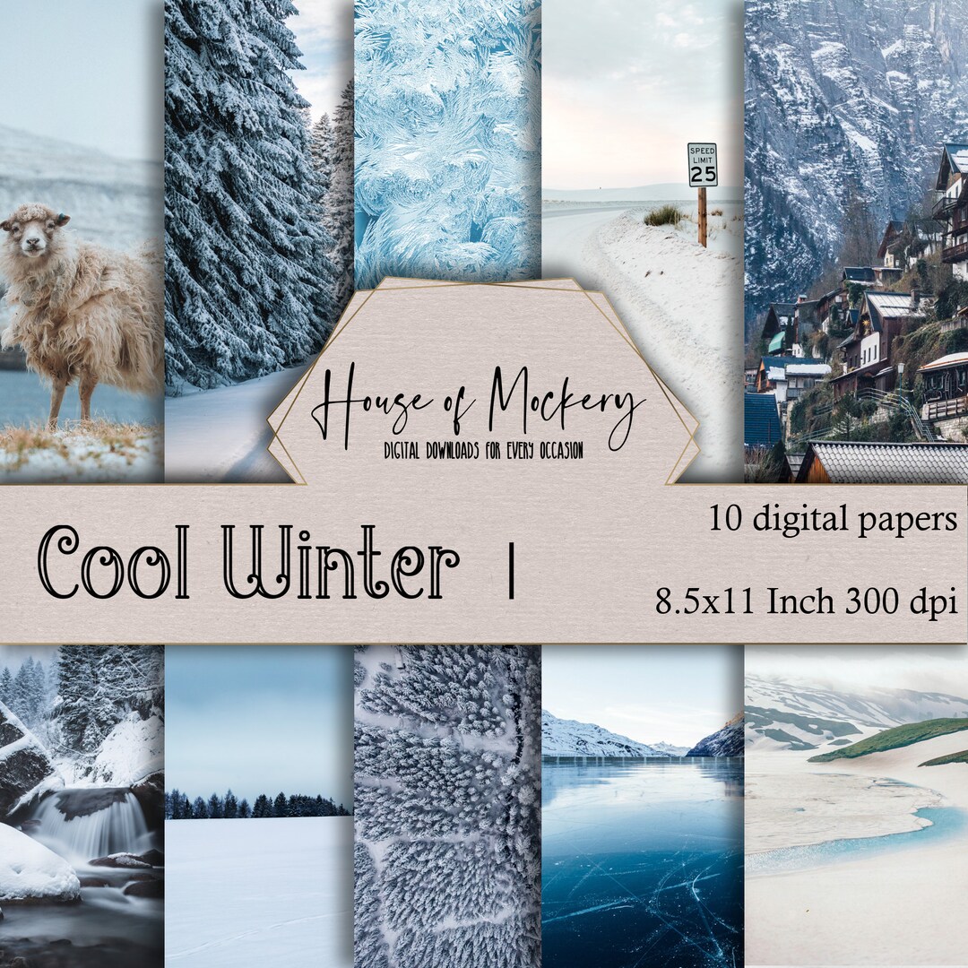 Cool Winter Scrapbook Paper Kit 8.5x11 Inch, 10 Digital INSTANT ...