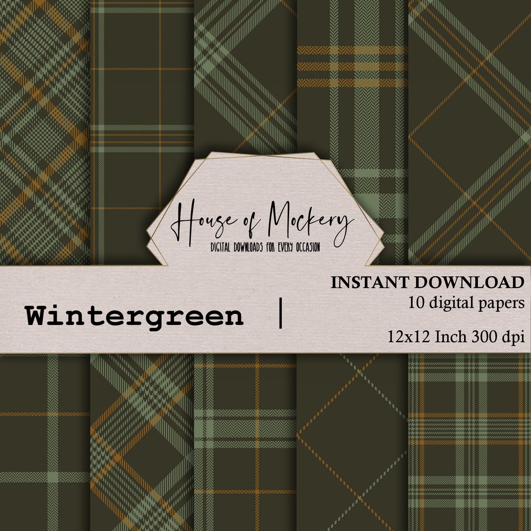 Wintergreen Plaid Digital Scrapbook Paper Kit 12x12 Inch, 10 Digital ...