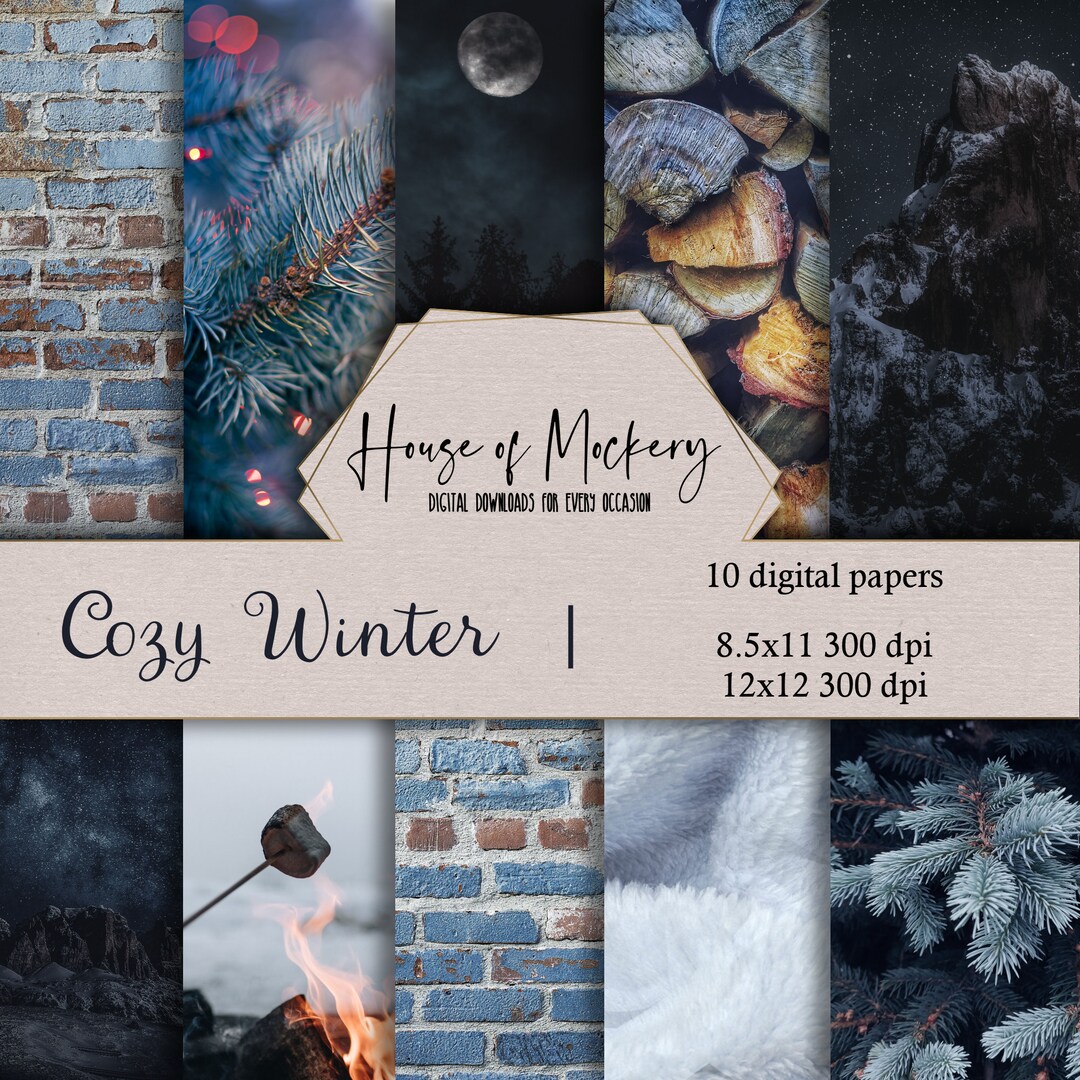 Cozy Winter Digital Scrapbook Paper Kit 8.5x11 and 12x12, 10 Digital ...