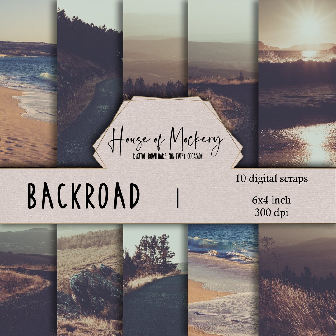 Back Road Vintage Background Kit /collage SCRAPS Kit 6x4 Inch, 10 ...
