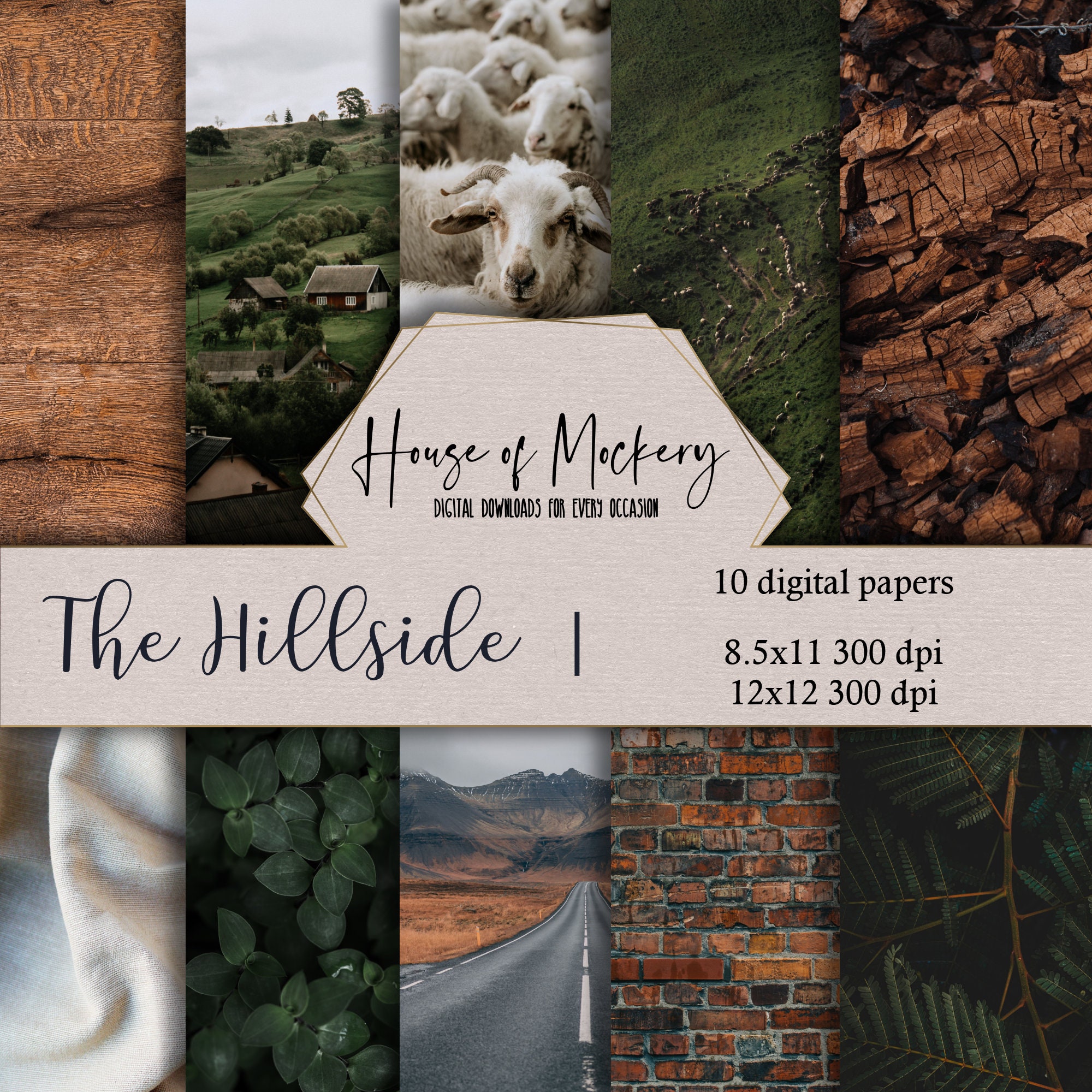 The Hillside Digital Scrapbook Paper Kit 8.5x11 and 12x12, 10 Digital ...