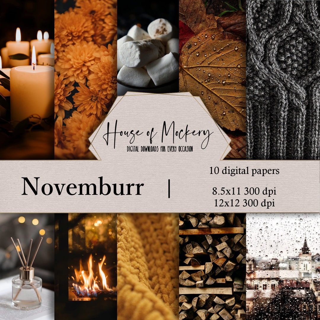 Novemburr Themed Scrapbook Paper Kit 8.5x11 and 12x12, 10 Digital ...