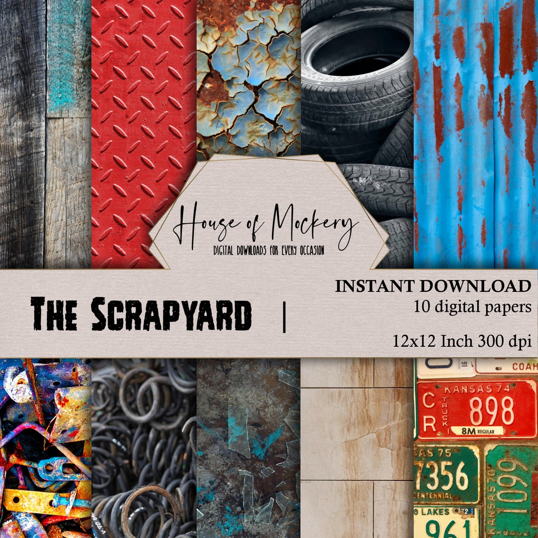 The Scrapyard Digital Background Papers Kit 12x12 Inch, 10 Digital ...