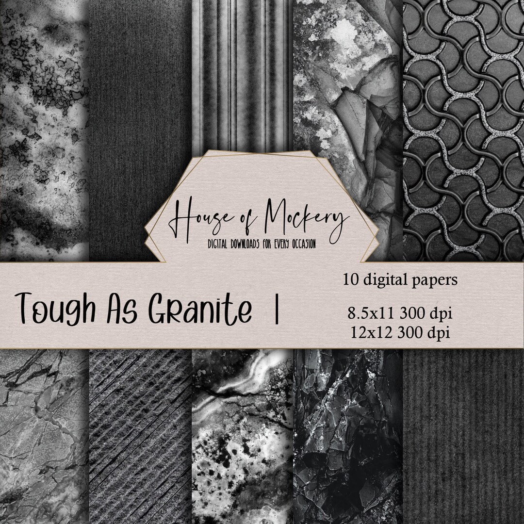 Tough as Granite/grunge Digital Scrapbook Paper Kit 8.5x11 and 12x12 ...