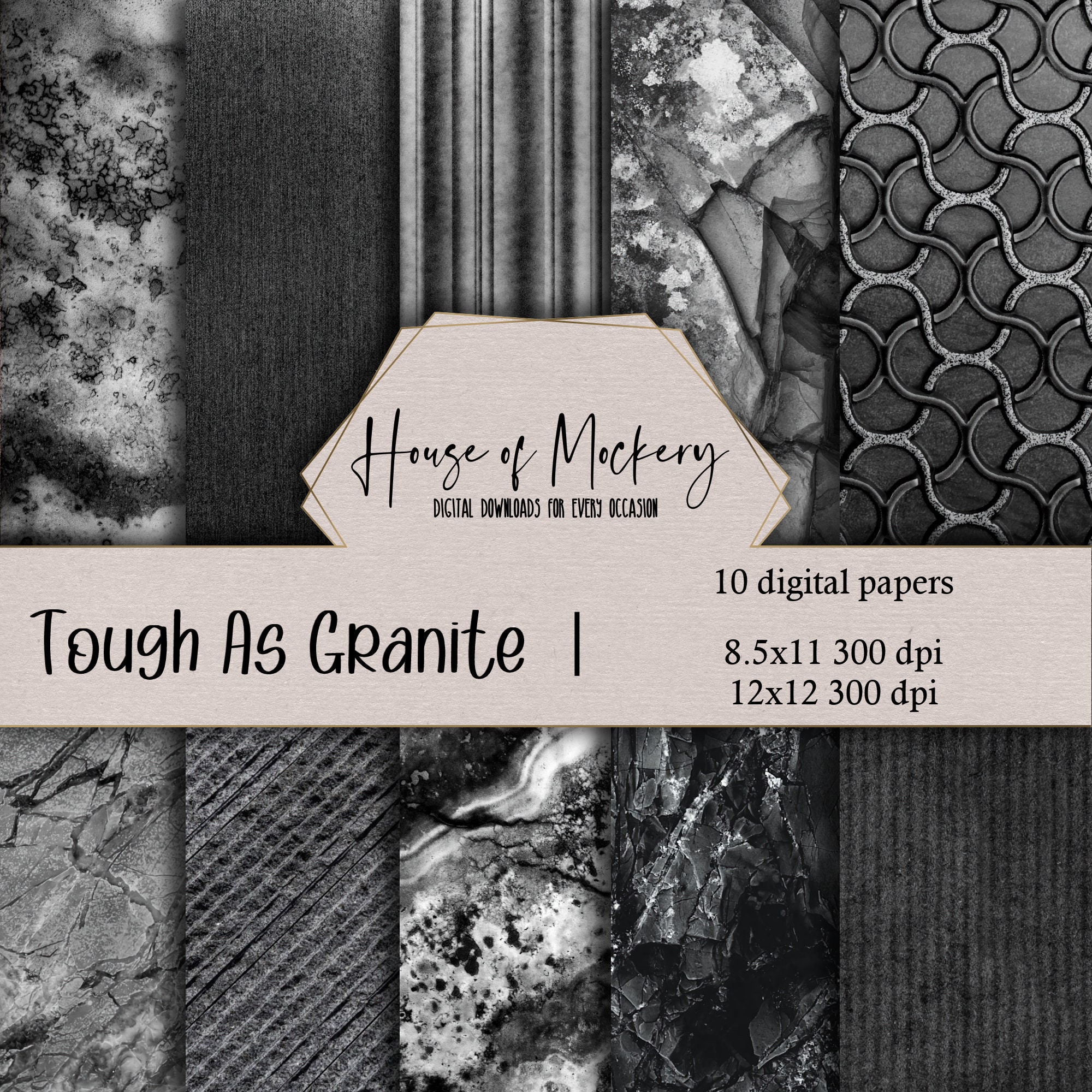 Tough as Granite/grunge Digital Scrapbook Paper Kit 8.5x11 and 12x12 ...