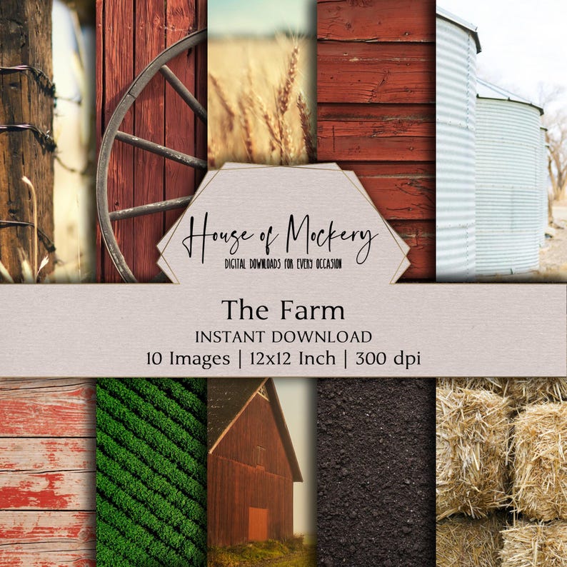 The Farm Digital Paper Kit 12x12 Inch, 10 Digital INSTANT DOWNLOAD Hi ...