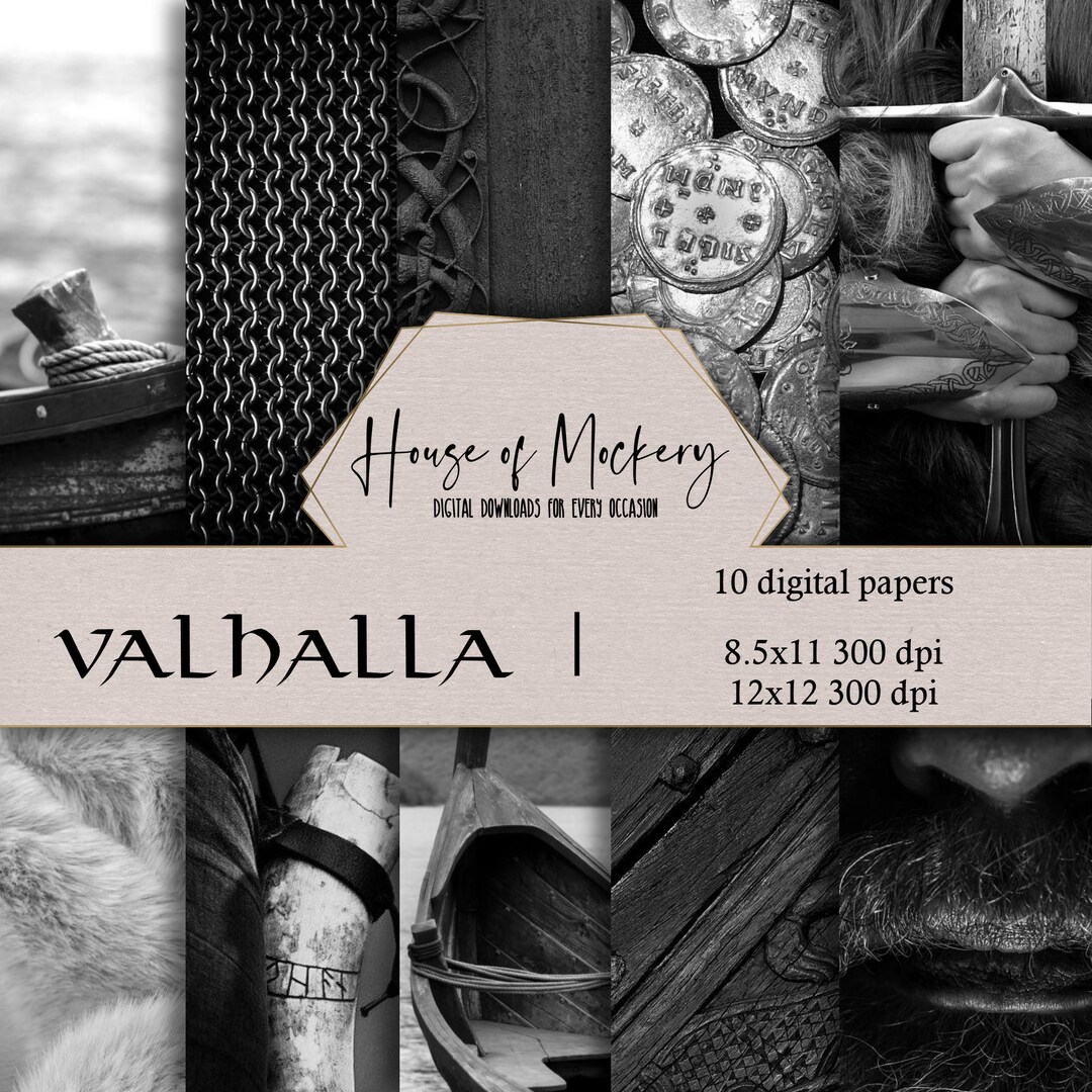 Valhalla Viking Nordic Digital Scrapbook Paper Kit 8.5x11 and 12x12, 10 ...