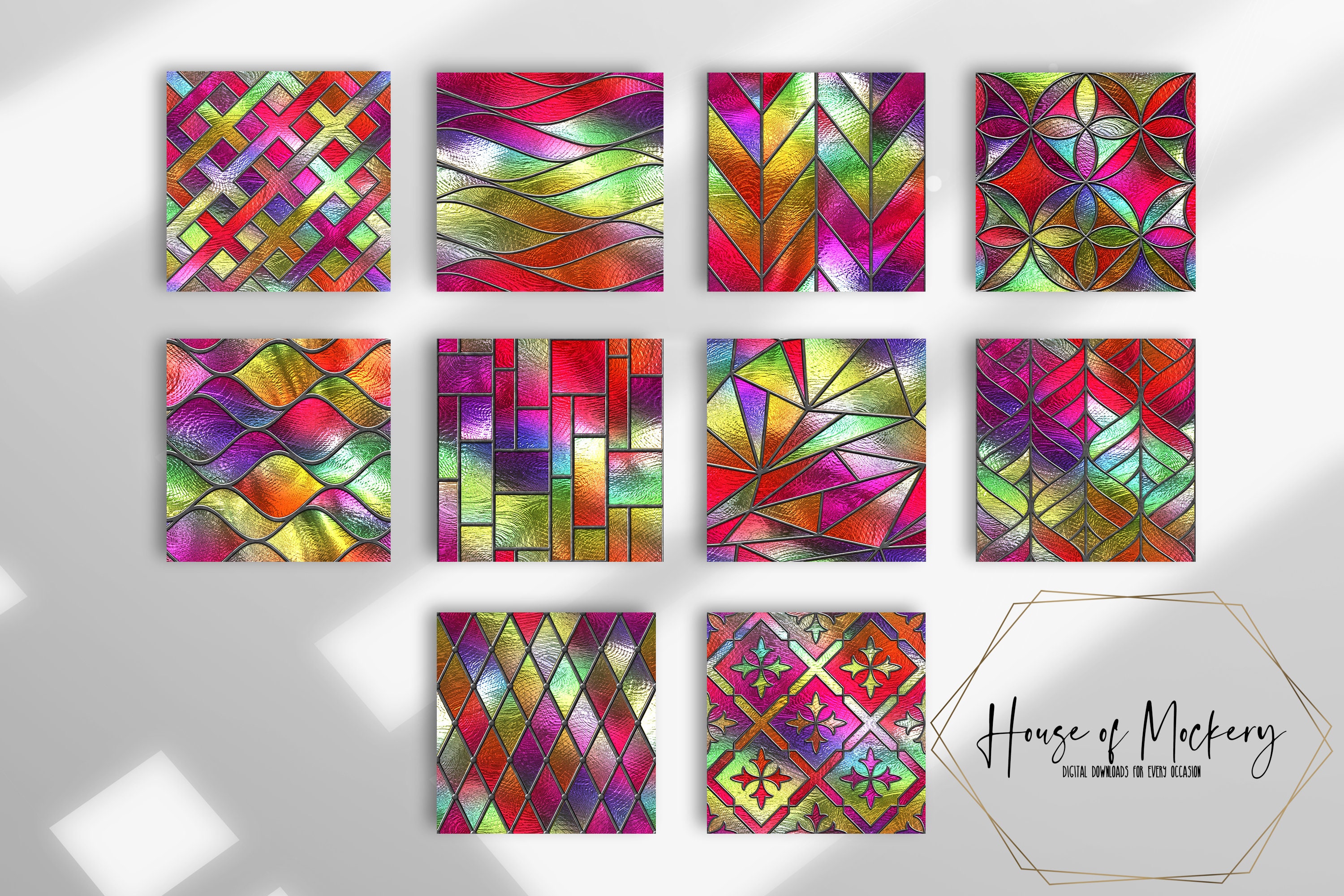 Stained Glass Digital Scrapbook Paper Kit 12x12 Inch 300 DPI - Etsy