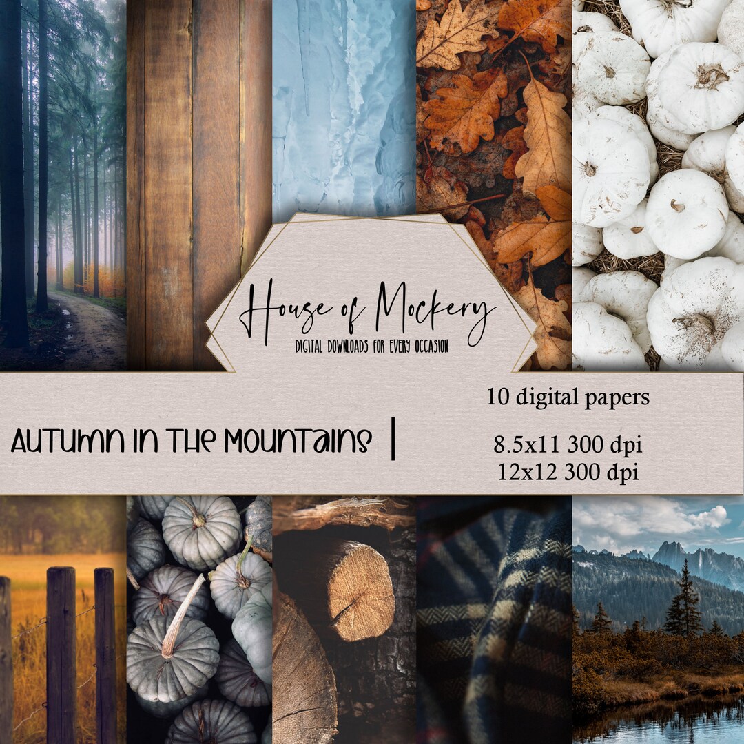 Autumn in the Mountains Scrapbook Paper Kit 8.5x11 and 12x12, 10 ...