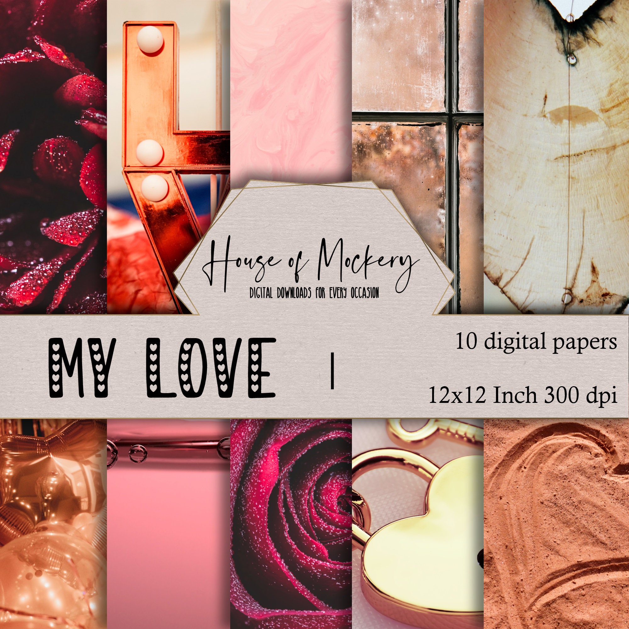 My Love Digital Scrapbook Paper Kit 8.5x11 and 12x12, 10 Digital ...