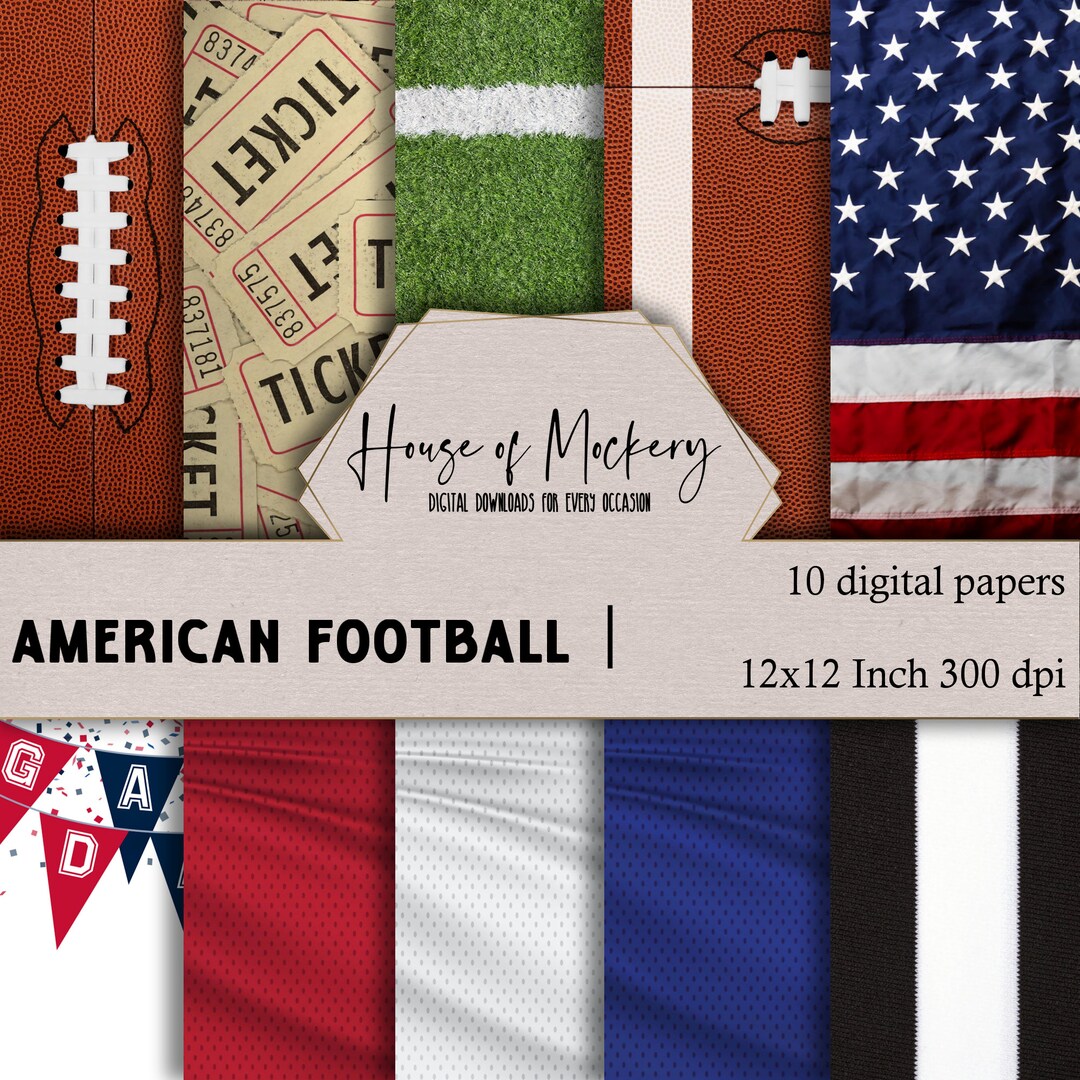 American Football Digital Scrapbook Paper Kit/12x12, 10 Digital INSTANT ...