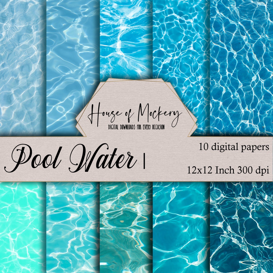 Pool Water Digital Scrapbook Paper Kit/ 12x12 Inch, 10 Digital INSTANT ...