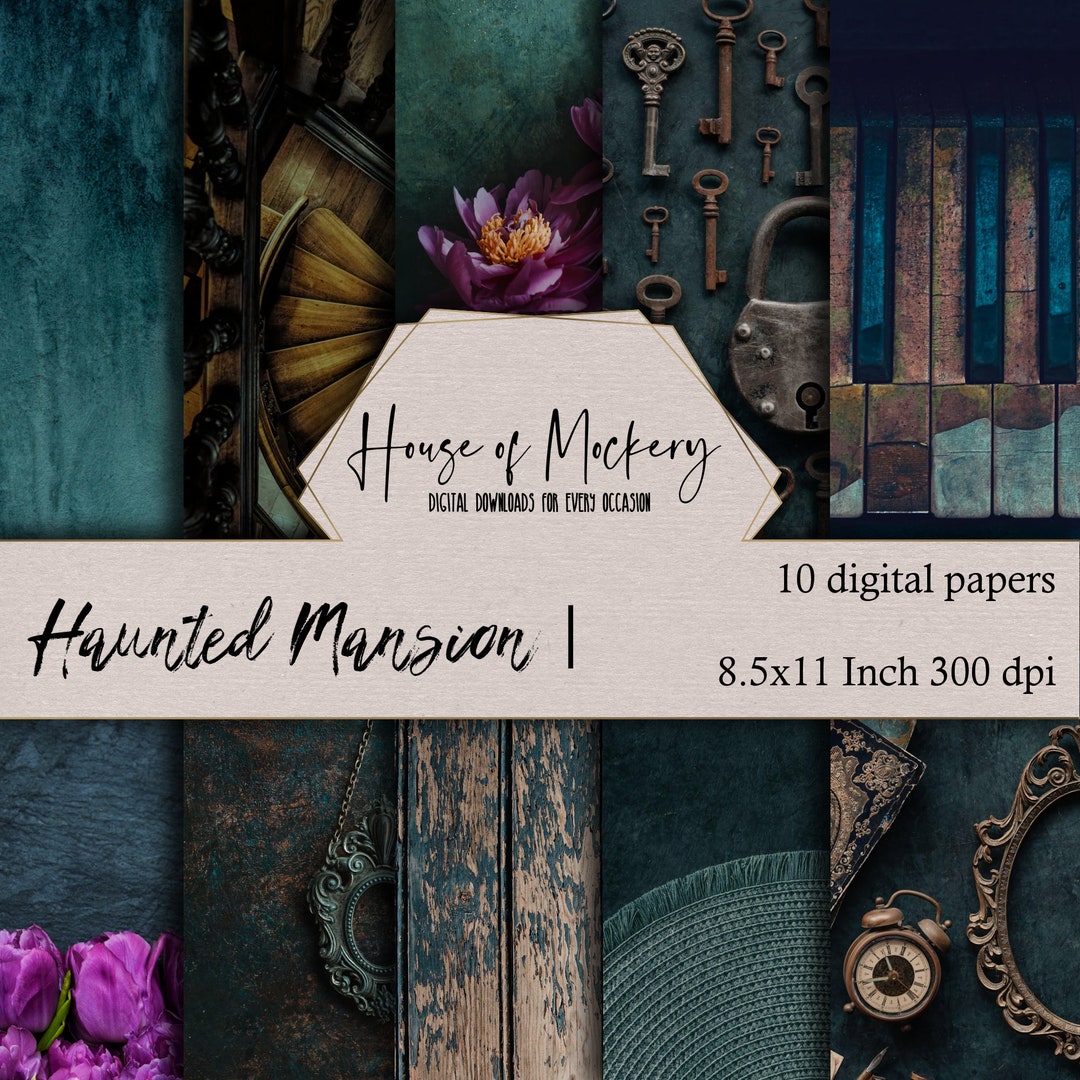 Haunted Mansion Digital Paper Kit 8.5x11 Inches, 10 Digital INSTANT ...