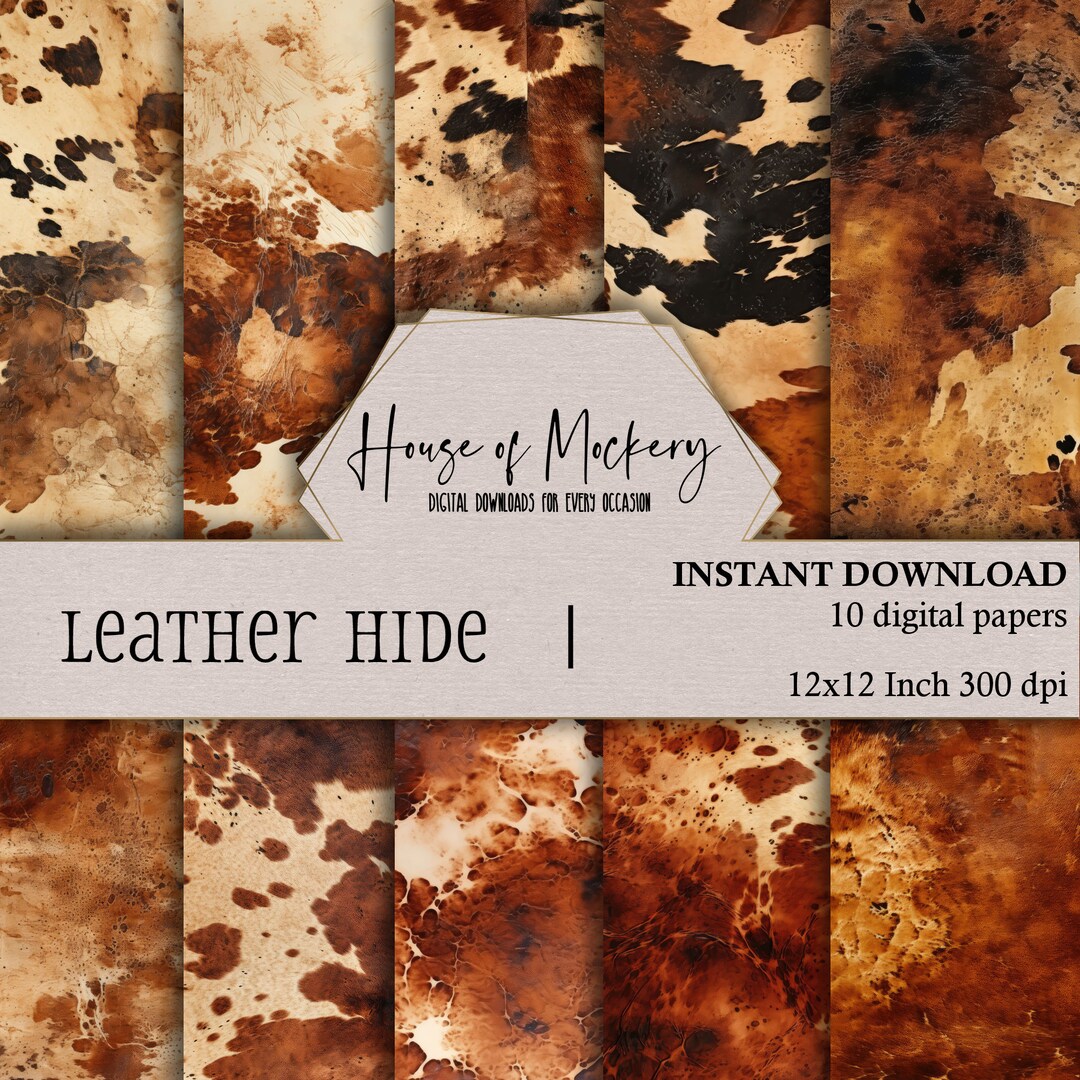Leather Hide Digital Scrapbook Paper Kit 12x12 Inch, Digital INSTANT ...