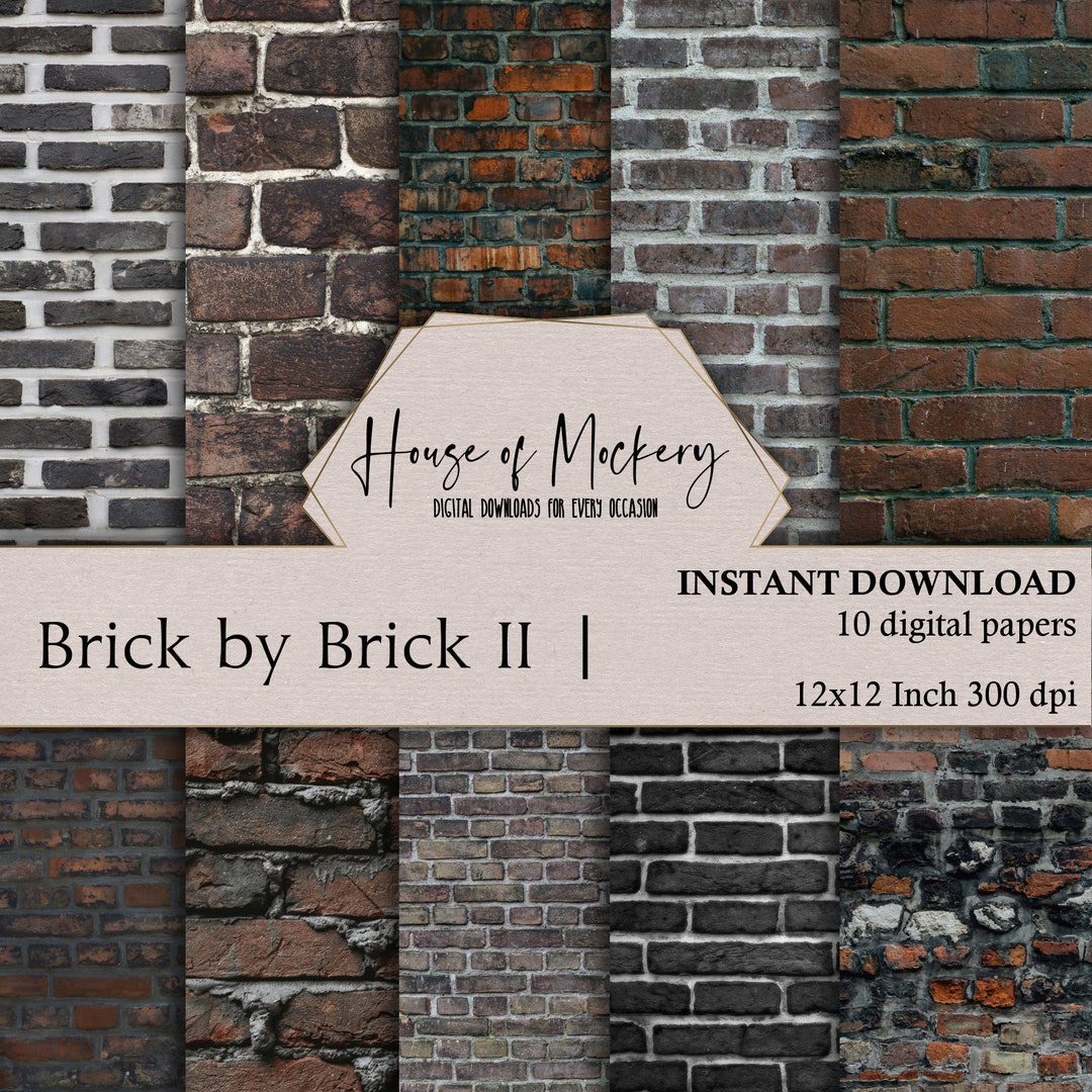 Brick by Brick II Digital Scrapbook Paper Kit 12x12 Inch, 10 Digital ...