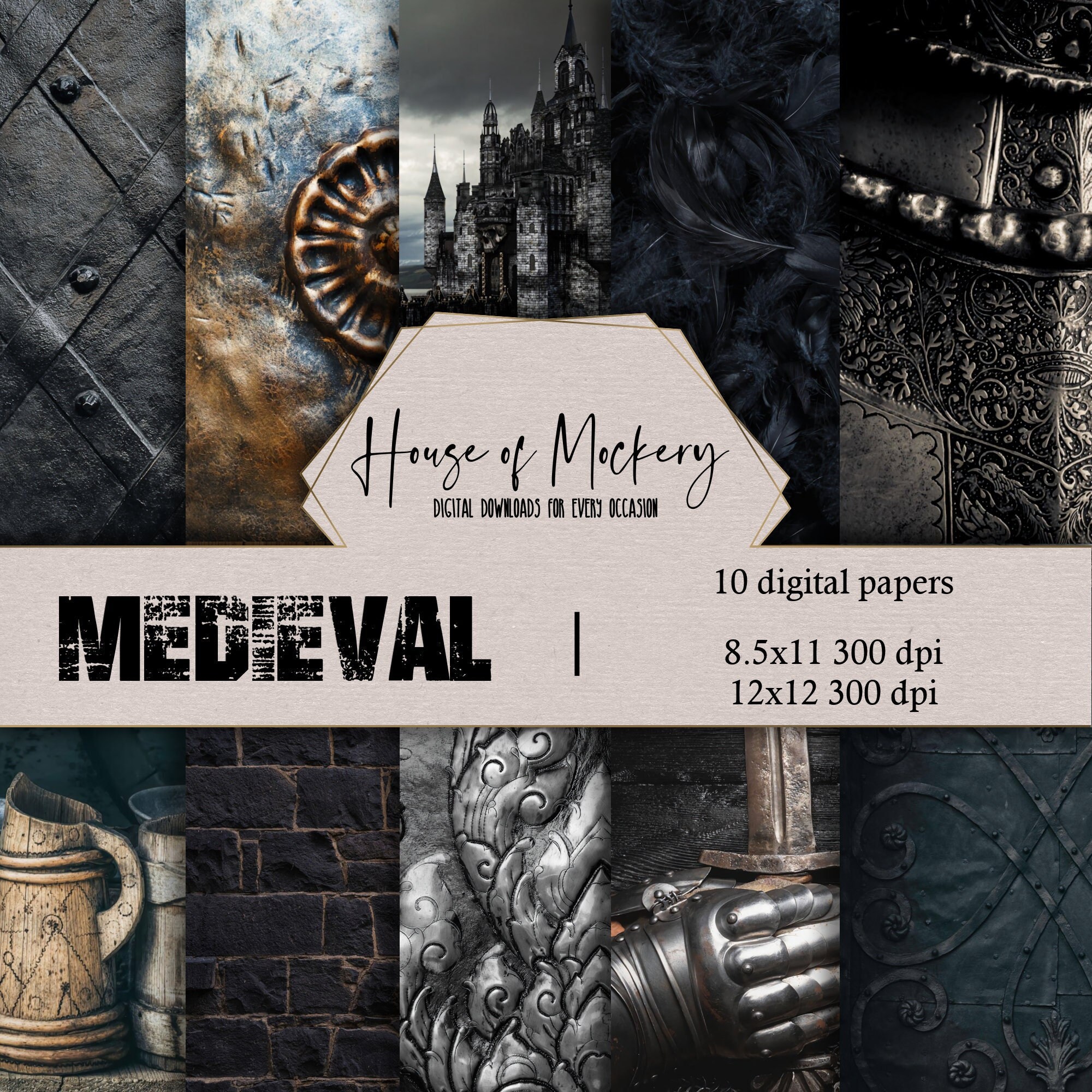 Medieval Times Digital Scrapbook Paper Kit 8.5x11 and 12x12 - Etsy