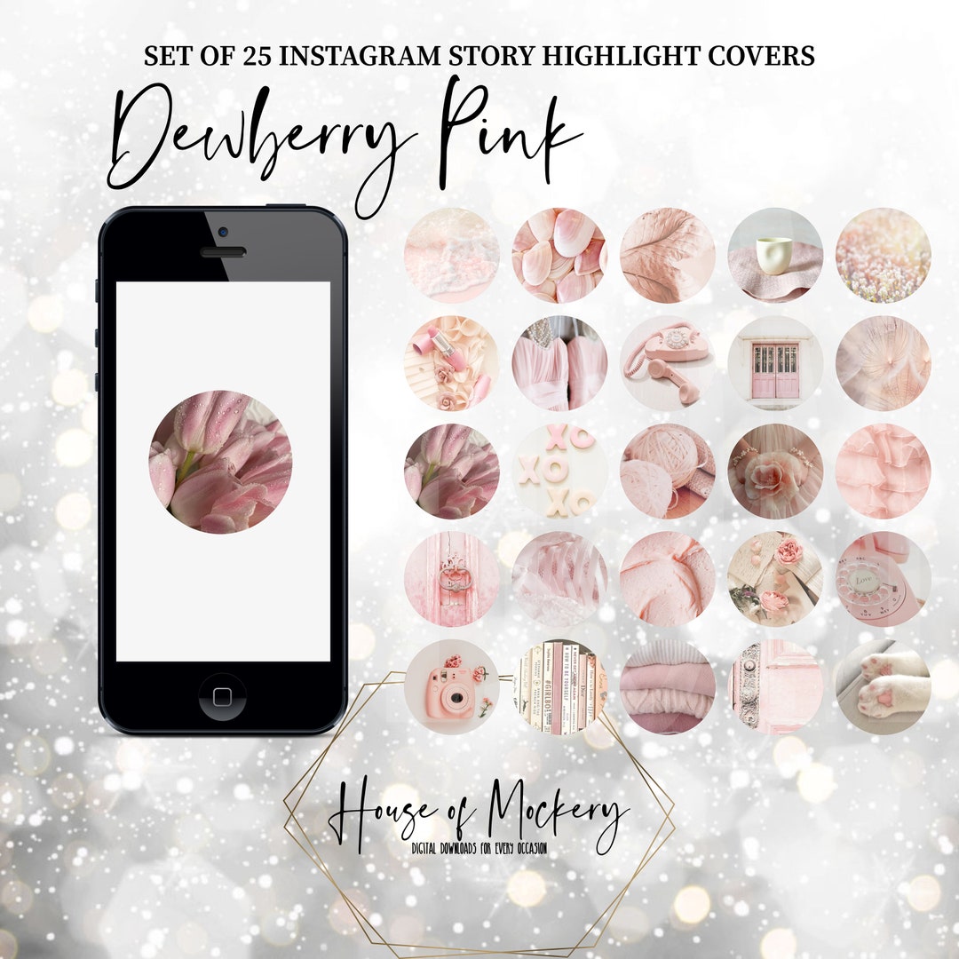 Dewberry Pink-25 Pink & Cream Themed Instagram Story Highlight Covers ...