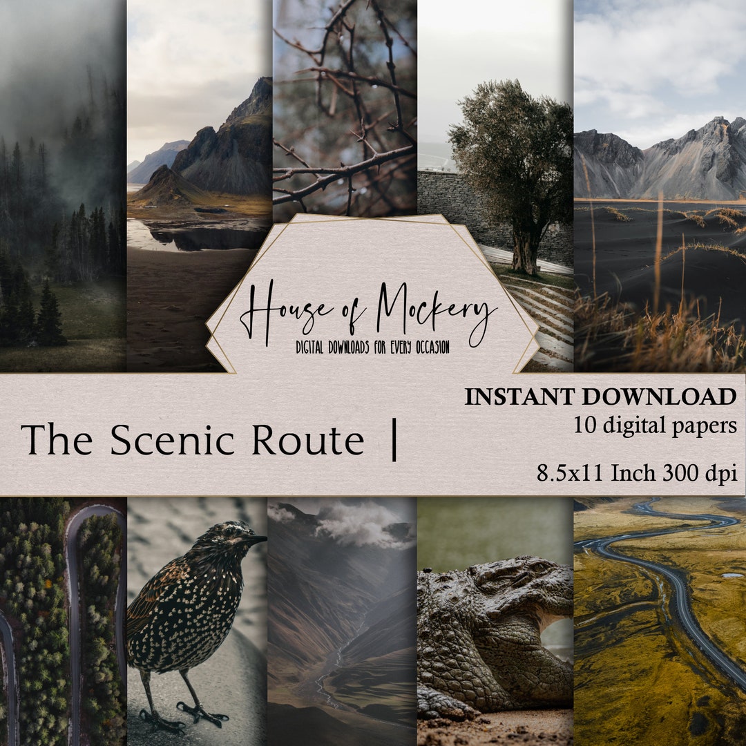 The Scenic Route Digital Paper Kit /8.5x11 Inch, 10 Digital INSTANT ...