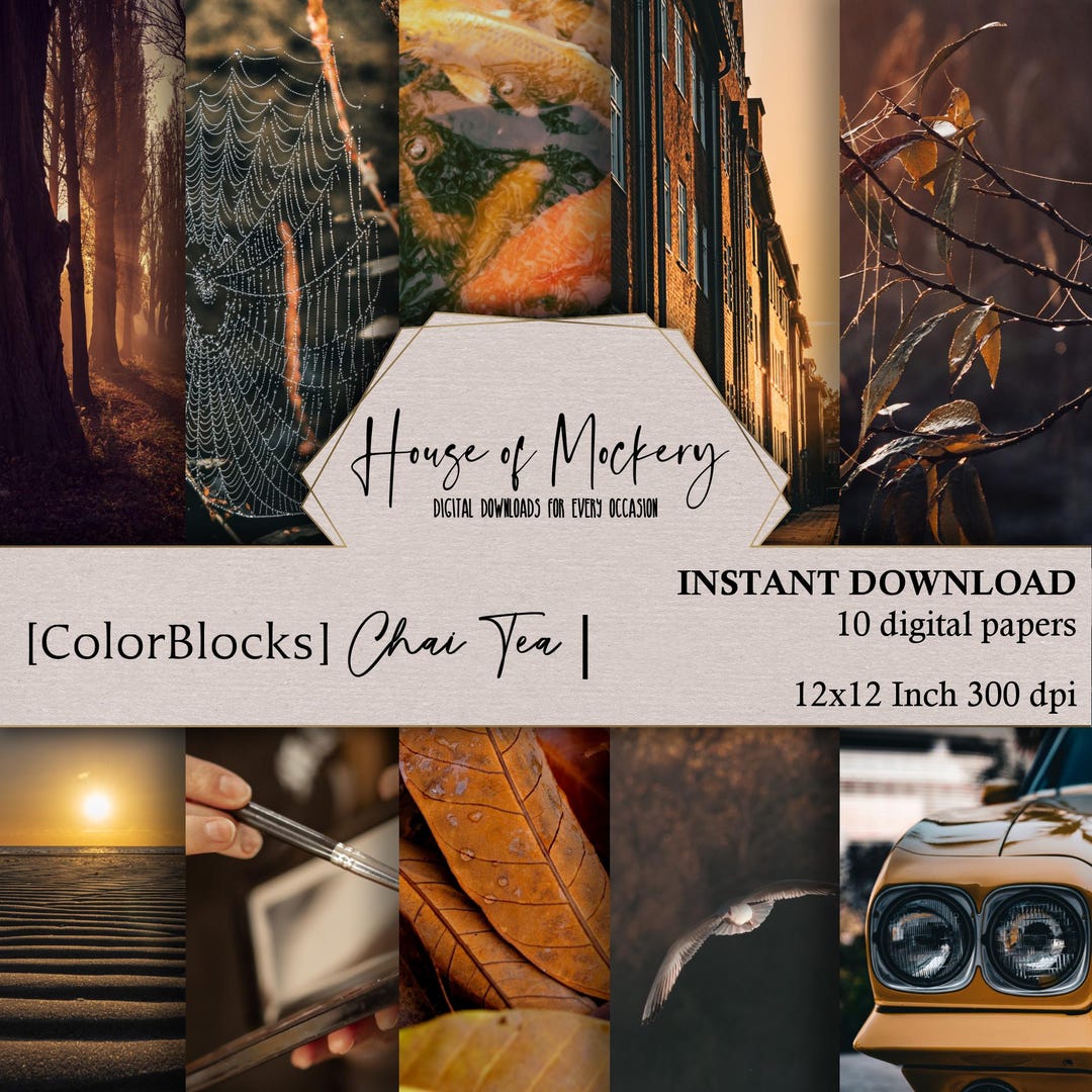 Colorblock-chai Tea Digital Paper Kit 12x12 Inch, 10 Digital INSTANT ...