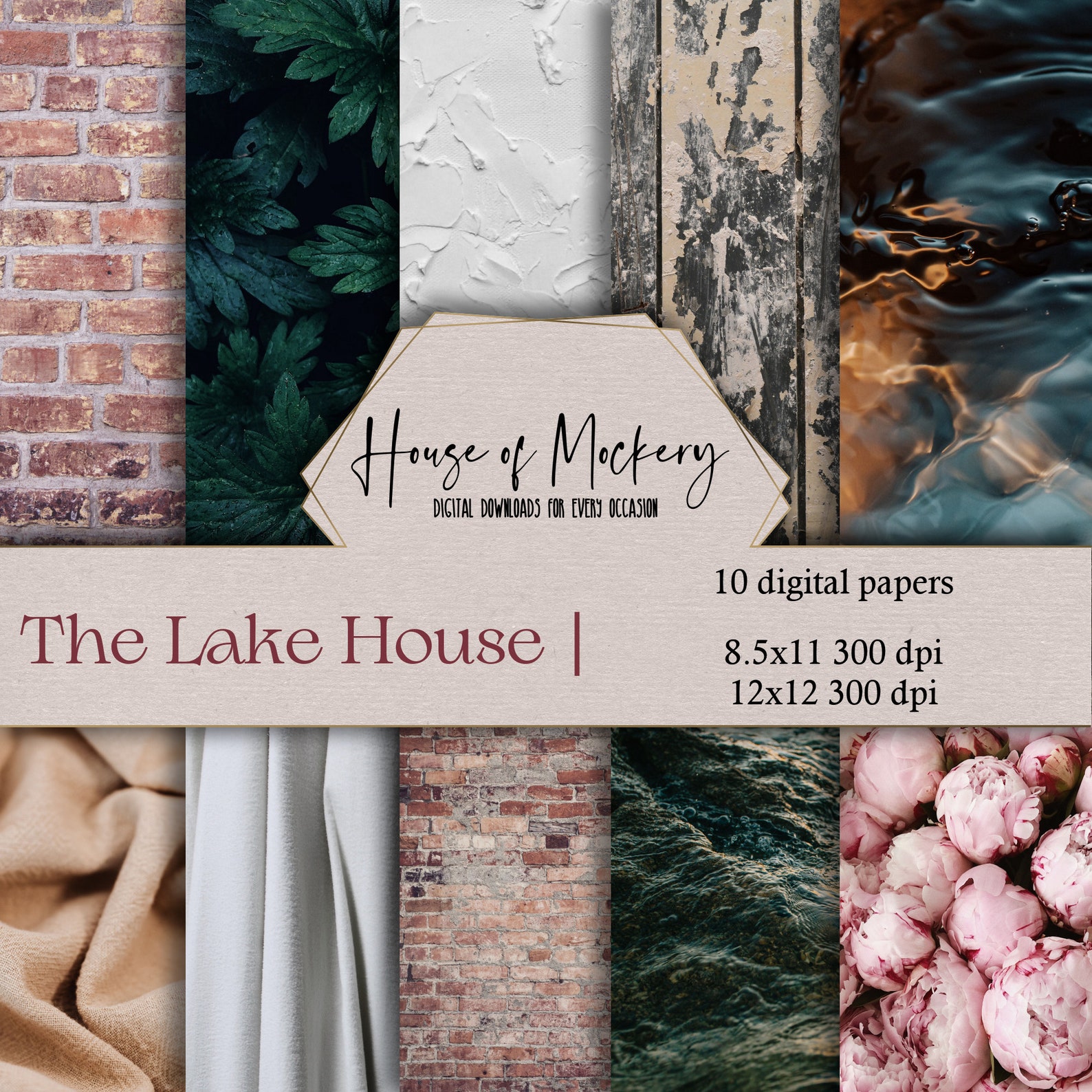 Lake House Digital Scrapbook Paper Kit 8.5x11 and 12x12, 10 Digital ...