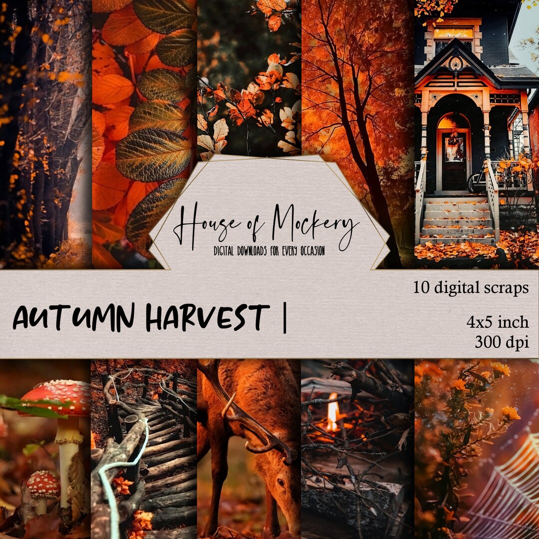 Autumn Harvest Scrap Paper Kit /collage SCRAPS Kit 4x5 Inch, 10 Digital ...