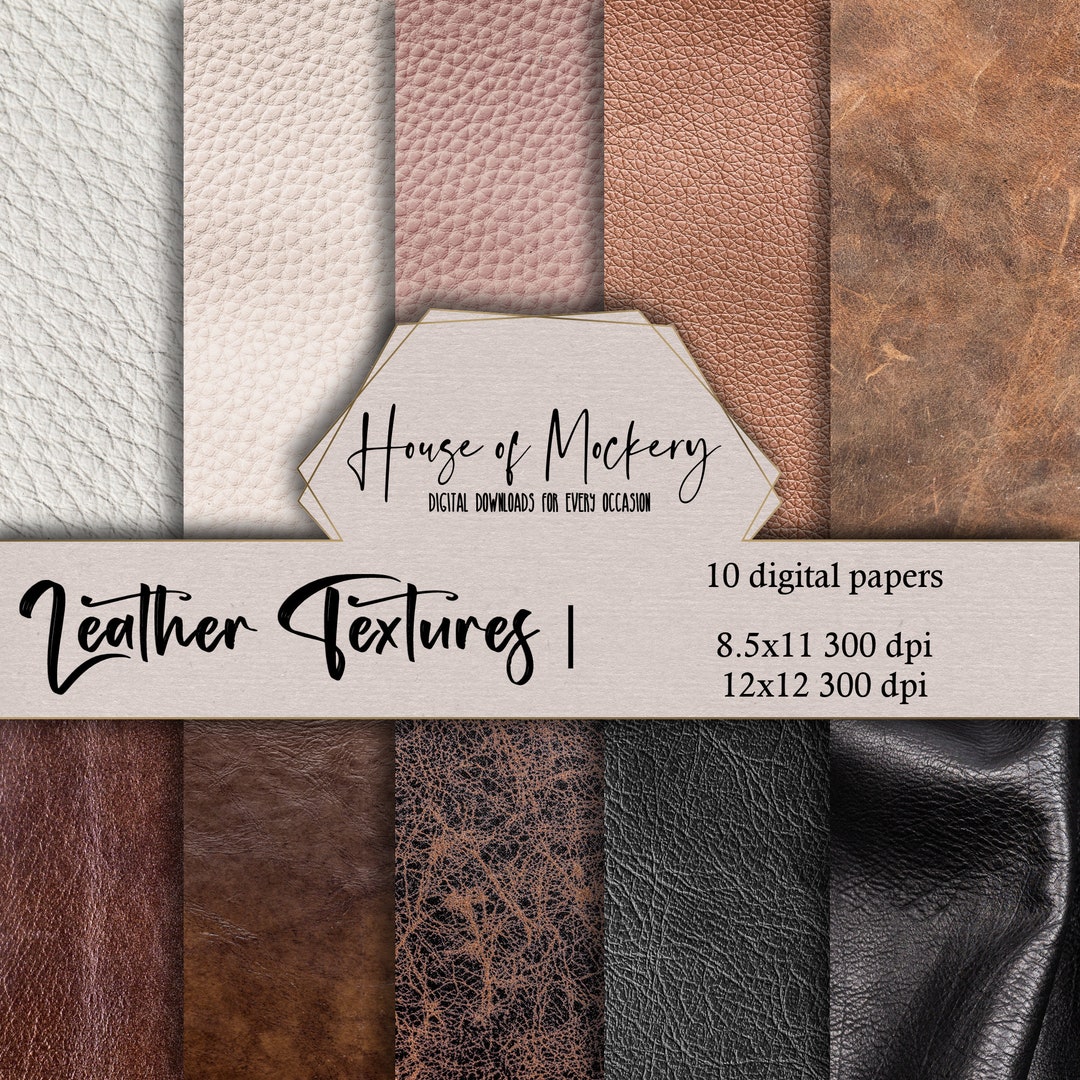 Leather Textures Digital Scrapbook Paper Kit 8.5x11 and 12x12, 10 ...