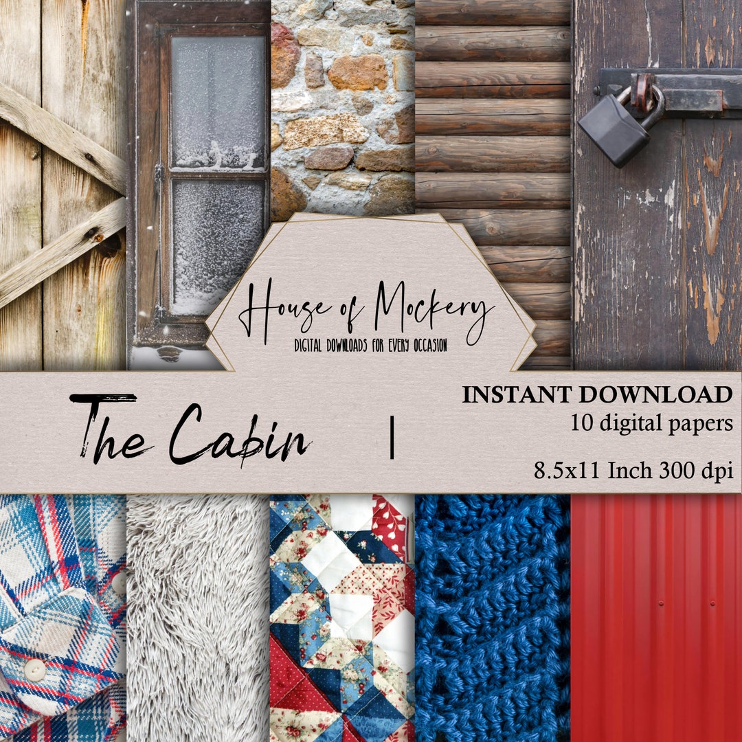 The Cabin Digital Scrapbook Paper Kit 8.5x11 Inch, 10 Digital INSTANT ...