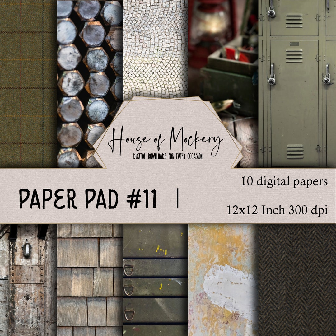 Paper Pad #11 Digital Scrapbook Paper Kit 12x12 Inch Papers, 10 Digital ...