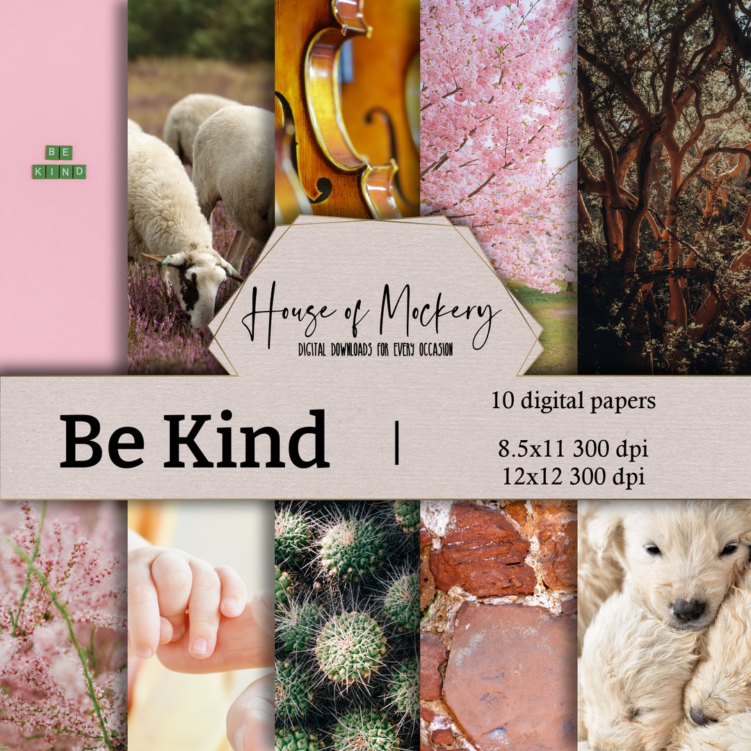 Be Kind Digital Scrapbook Paper Kit 8.5x11 and 12x12, 10 Digital ...
