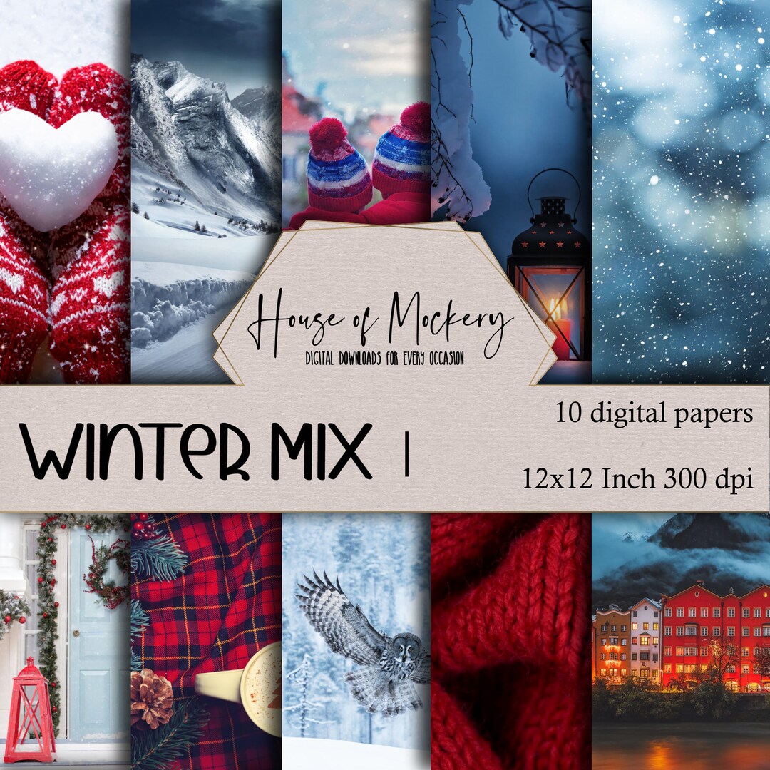 Winter Mix Digital Paper Kit 12x12 Inch, 10 Digital INSTANT DOWNLOAD ...