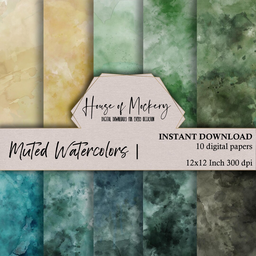 Muted Watercolors Digital Paper Kit 12x12 Inch, 10 Digital INSTANT ...