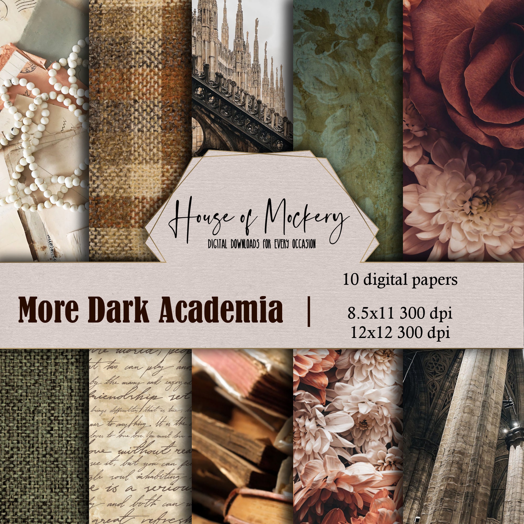 More Dark Academia Digital Scrapbook Paper Kit/12x12 Inch10 - Etsy