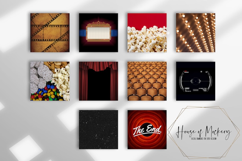 Movie Night Digital Paper Kit 12x12 Inch, 10 Digital INSTANT DOWNLOAD ...
