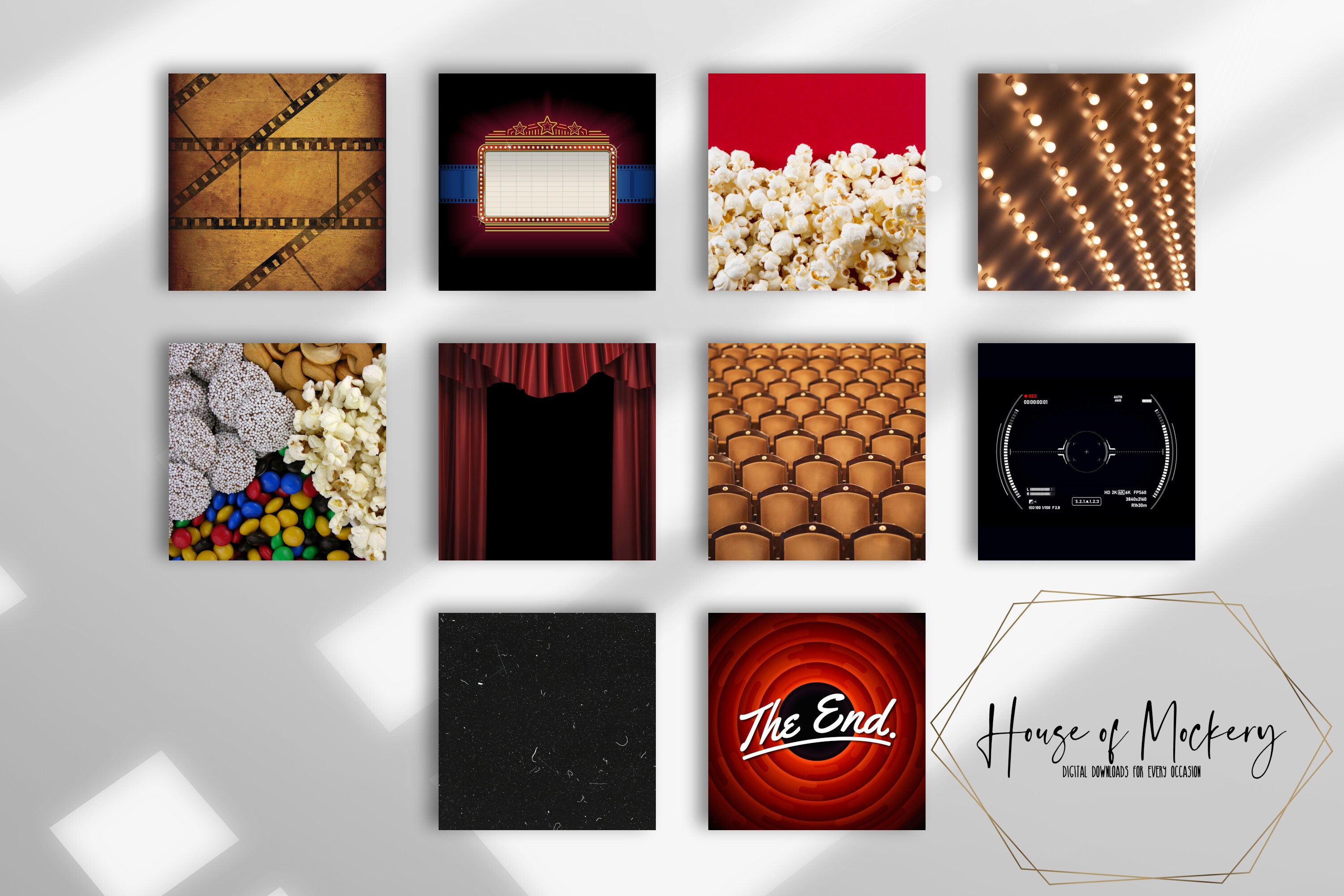 Movie Night Digital Scrapbook Paper Kit 12x12 Inch 10 Digital - Etsy