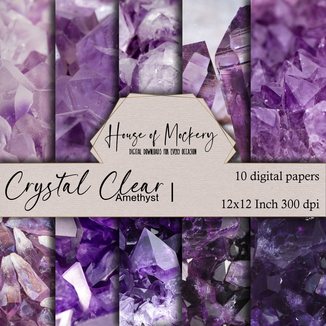 Crystal Clear Amethysts Scrapbook Paper Kit 12x12 Inch, 10 Digital ...