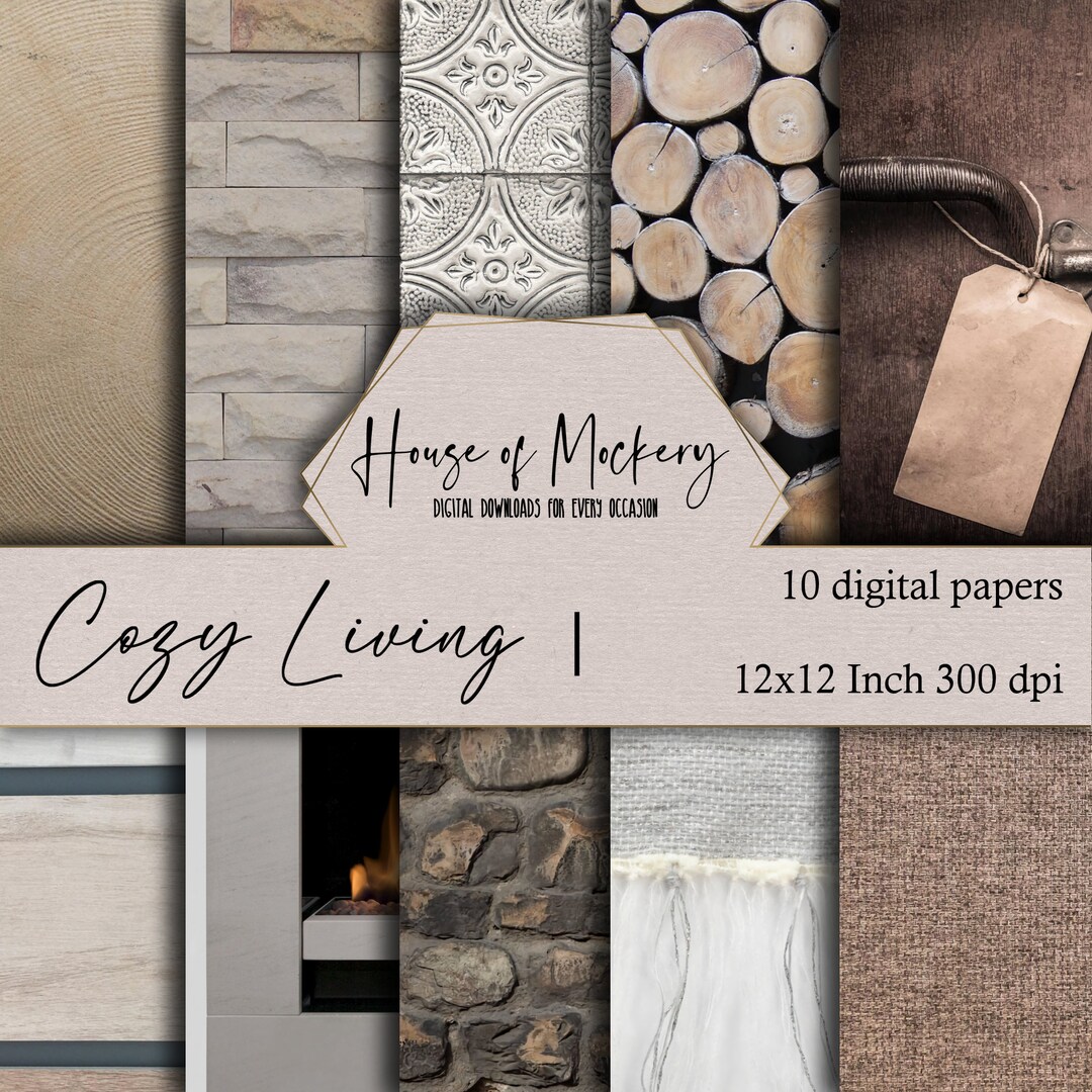 Cozy Living Digital Scrapbook Paper Kit 12x12 Inch, 10 Digital INSTANT ...