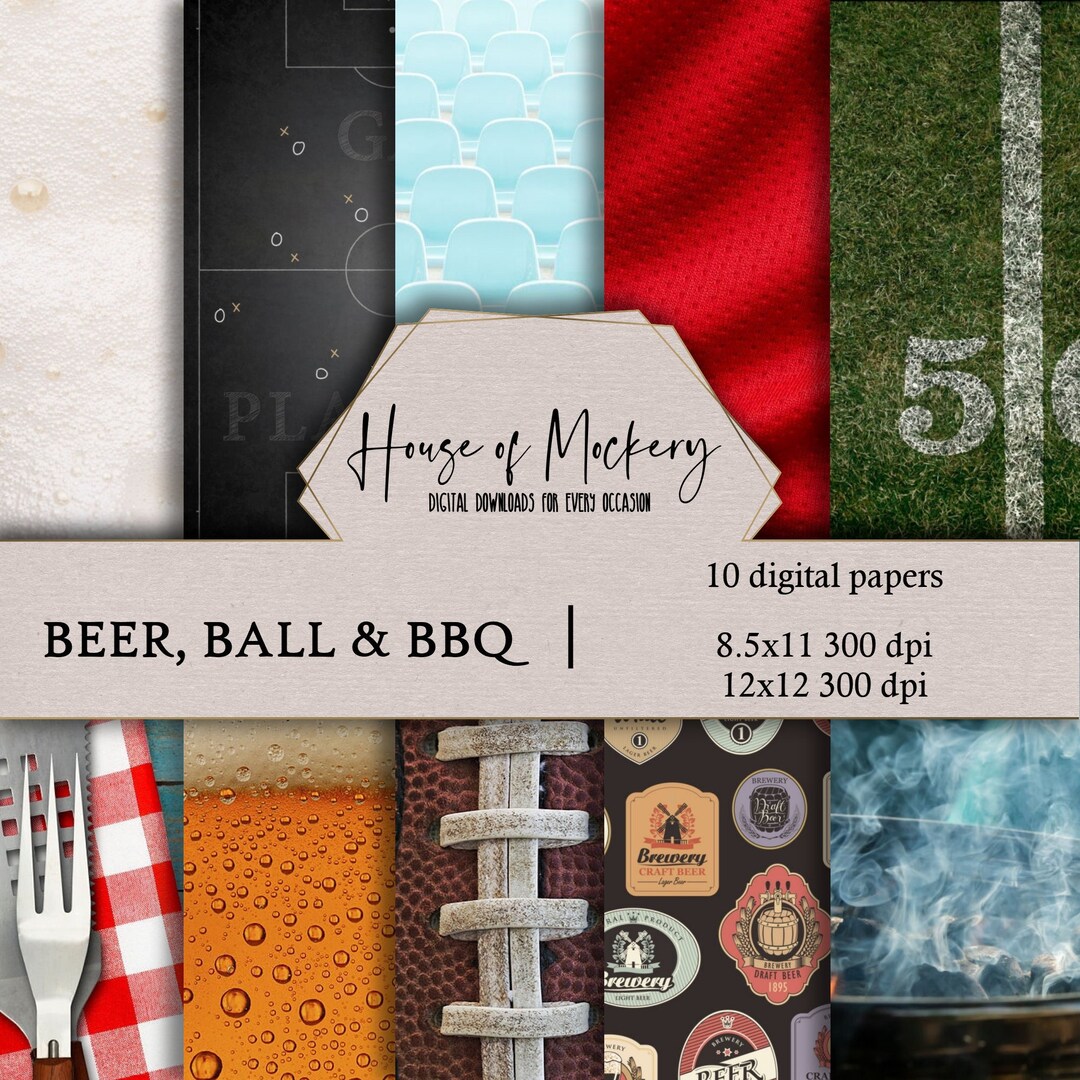 Beer Ball & BBQ Digital Scrapbook Paper Kit 8.5x11 and 12x12 - Etsy