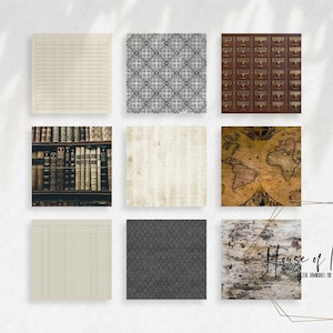 The Library Digital Scrapbook Paper Kit 8.5x11 and 12x12, 10 Digital ...