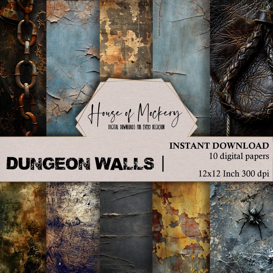 Dungeon Walls/grunge Digital Scrapbook Paper Kit 12x12 Inch, 10 Digital ...
