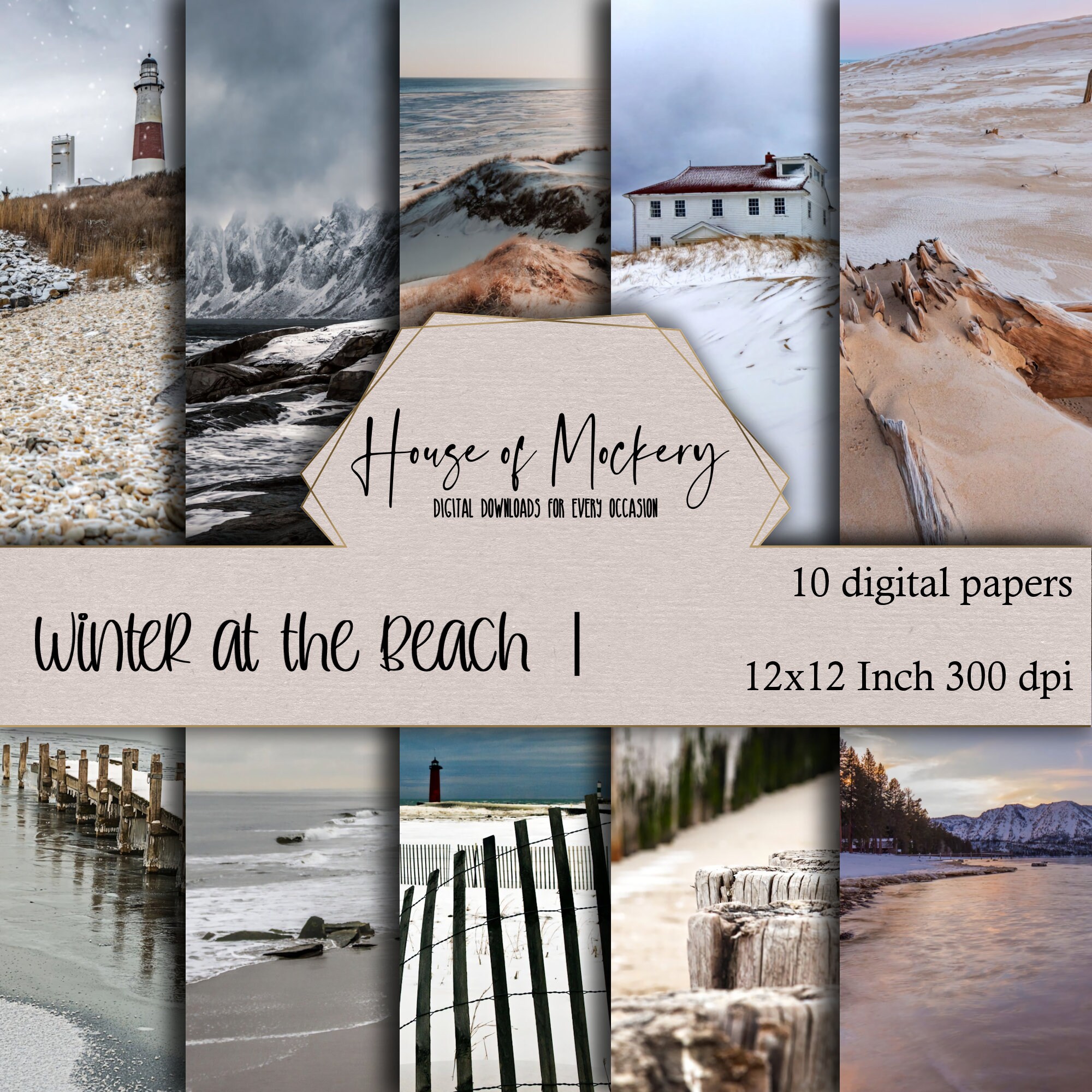 Winter at the Beach Scrapbook Paper Kit 12x12 Inch 10 Digital - Etsy