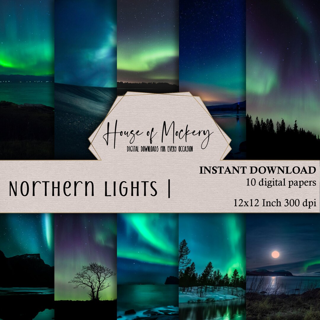 Northern Lights Digital Paper Kit 12x12 Inch, 10 Digital INSTANT ...