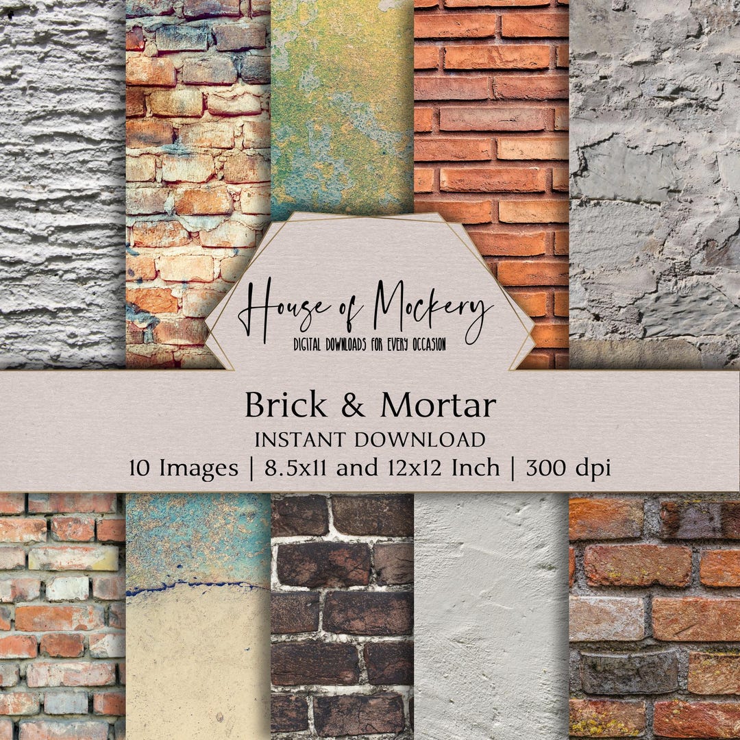 Brick and Mortar Digital Paper Kit 8.5x11 and 12x12 Inch,10 Digital ...